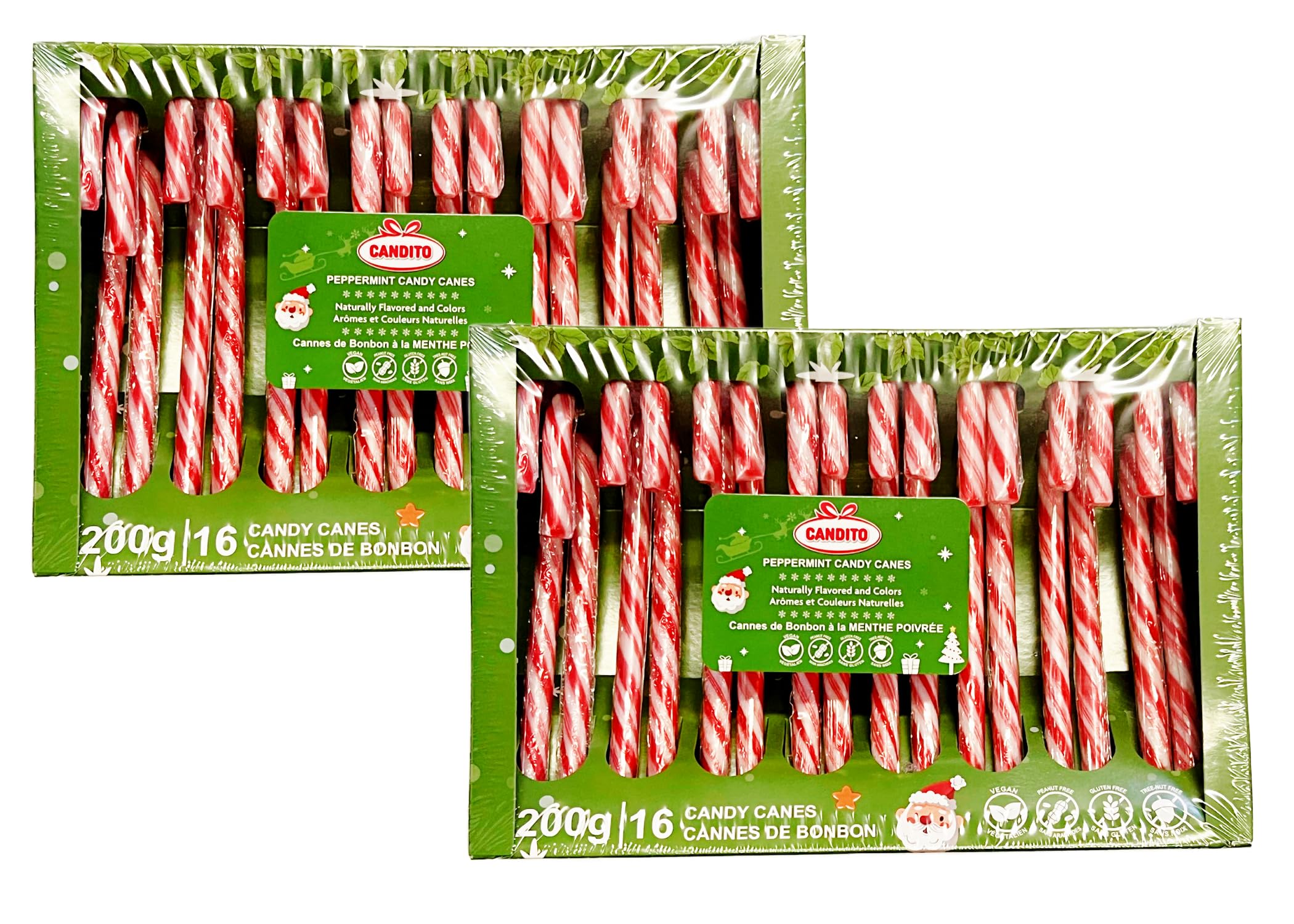 CANDITO Peppermint Candy Canes (2 PACK)– Natural Peppermint Flavour ...