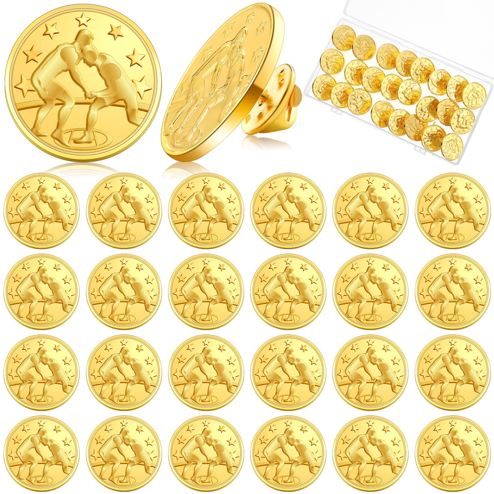 Amazon.com: Tondiamo 24 Pcs Sports Lapel Pins Gold Wrestling Letterman ...