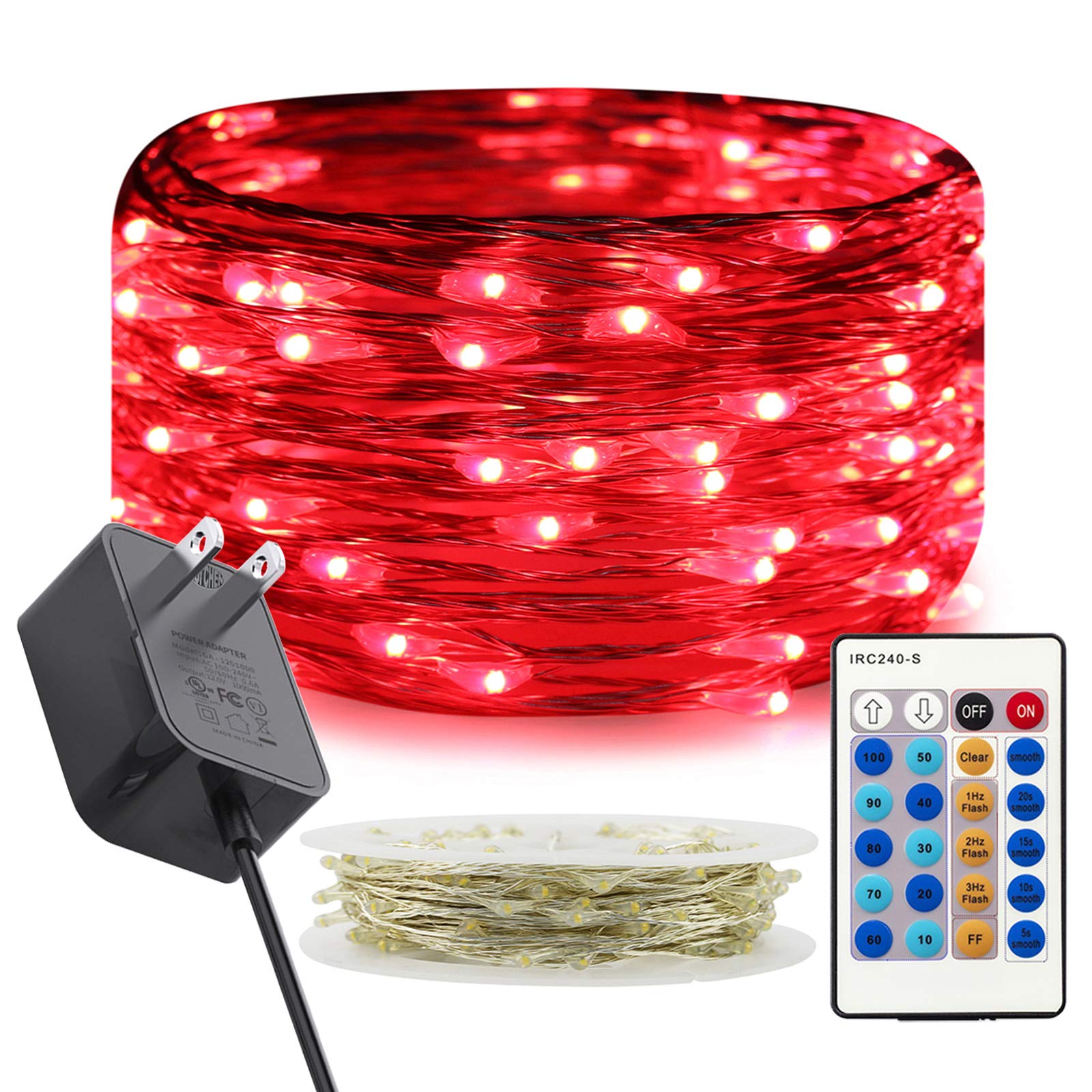 RUICHEN Twinkle String Lights Plug in, Dimmable 33Ft 100 LED Fairy ...