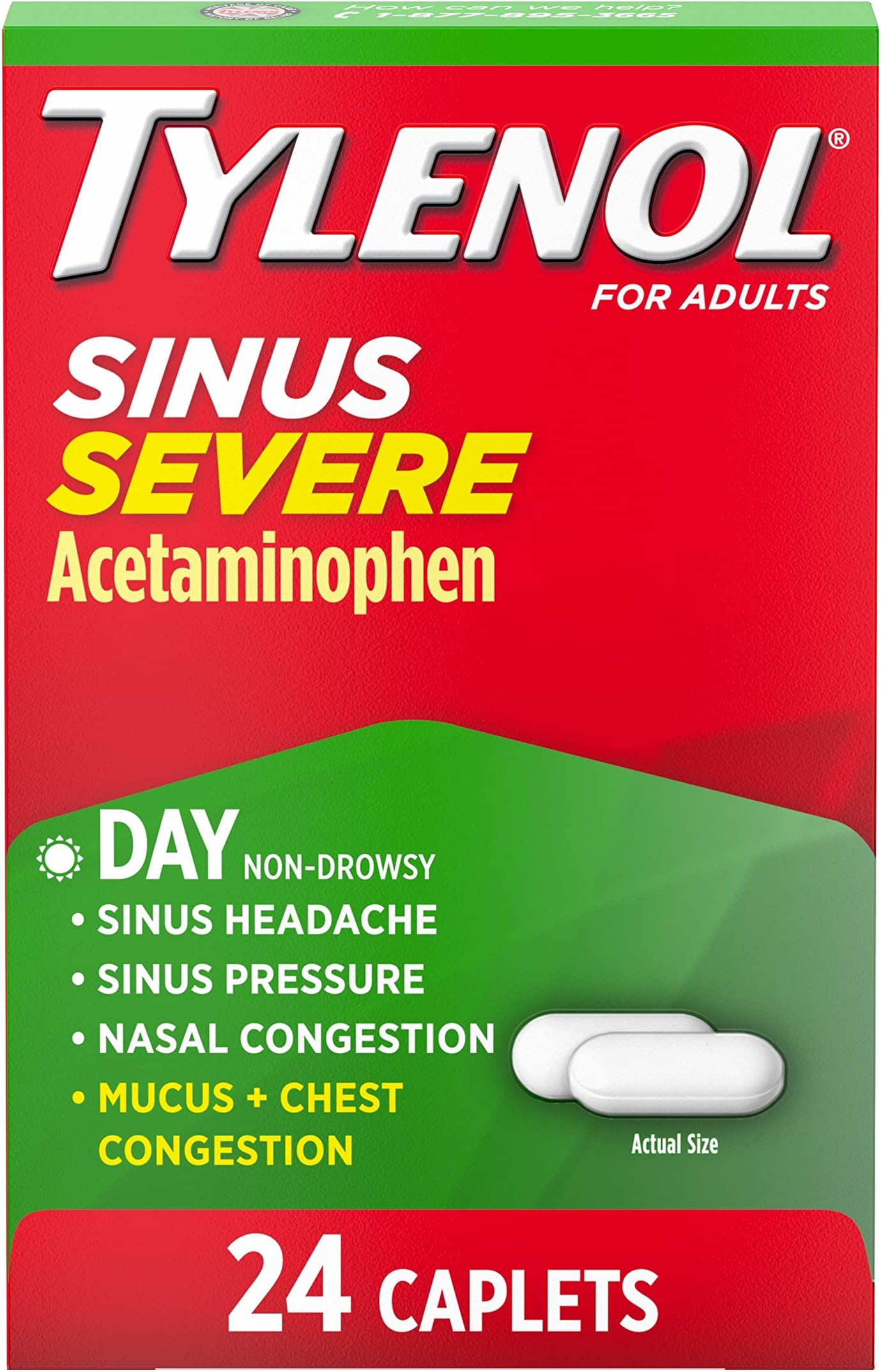 Amazon.com: Tylenol Sinus Severe Daytime Caplets with Acetaminophen, Guaifenesin & Phenylephrine ...