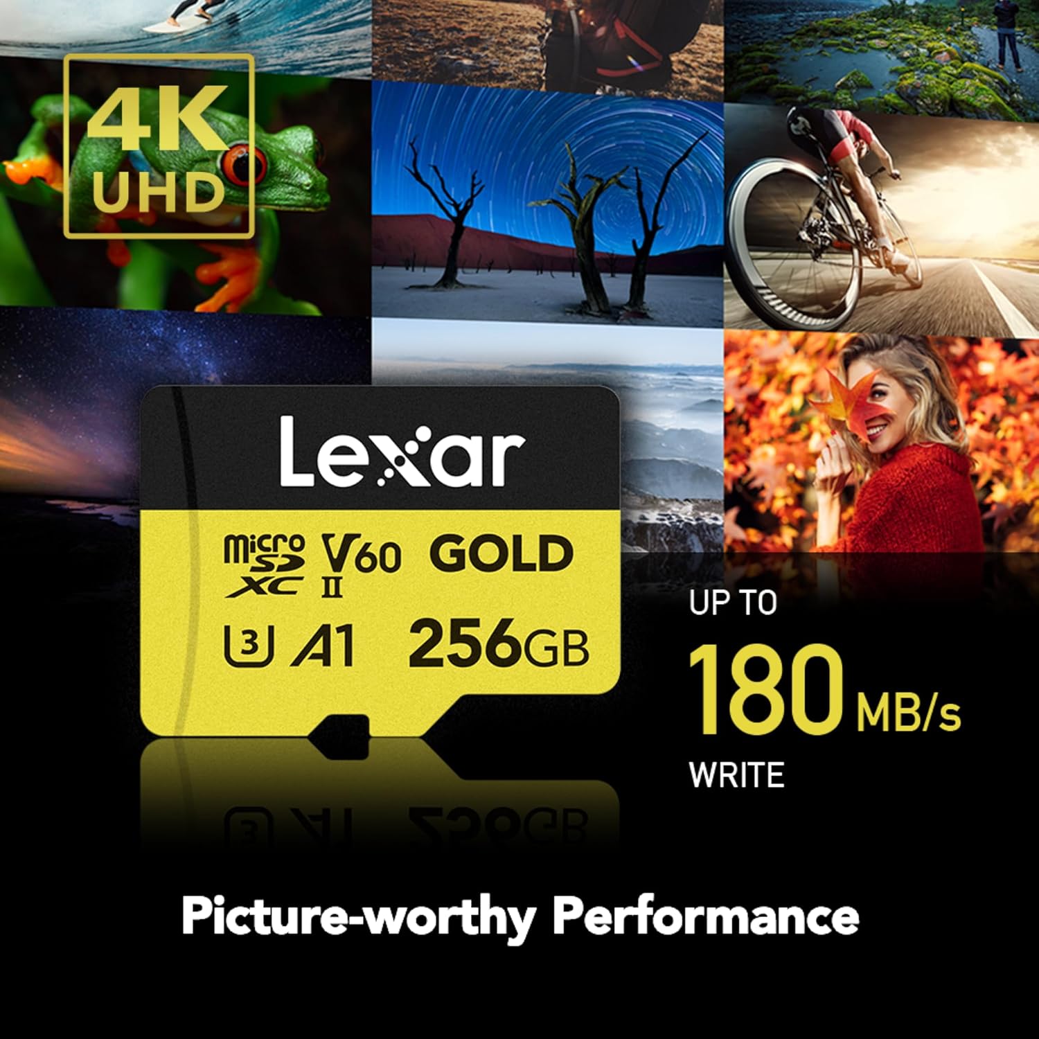 Lexar Tarjeta micro SD profesional de 256 GB, UHS-II, C10, U3, V60, A1, Full HD, 4K UHD, hasta ...