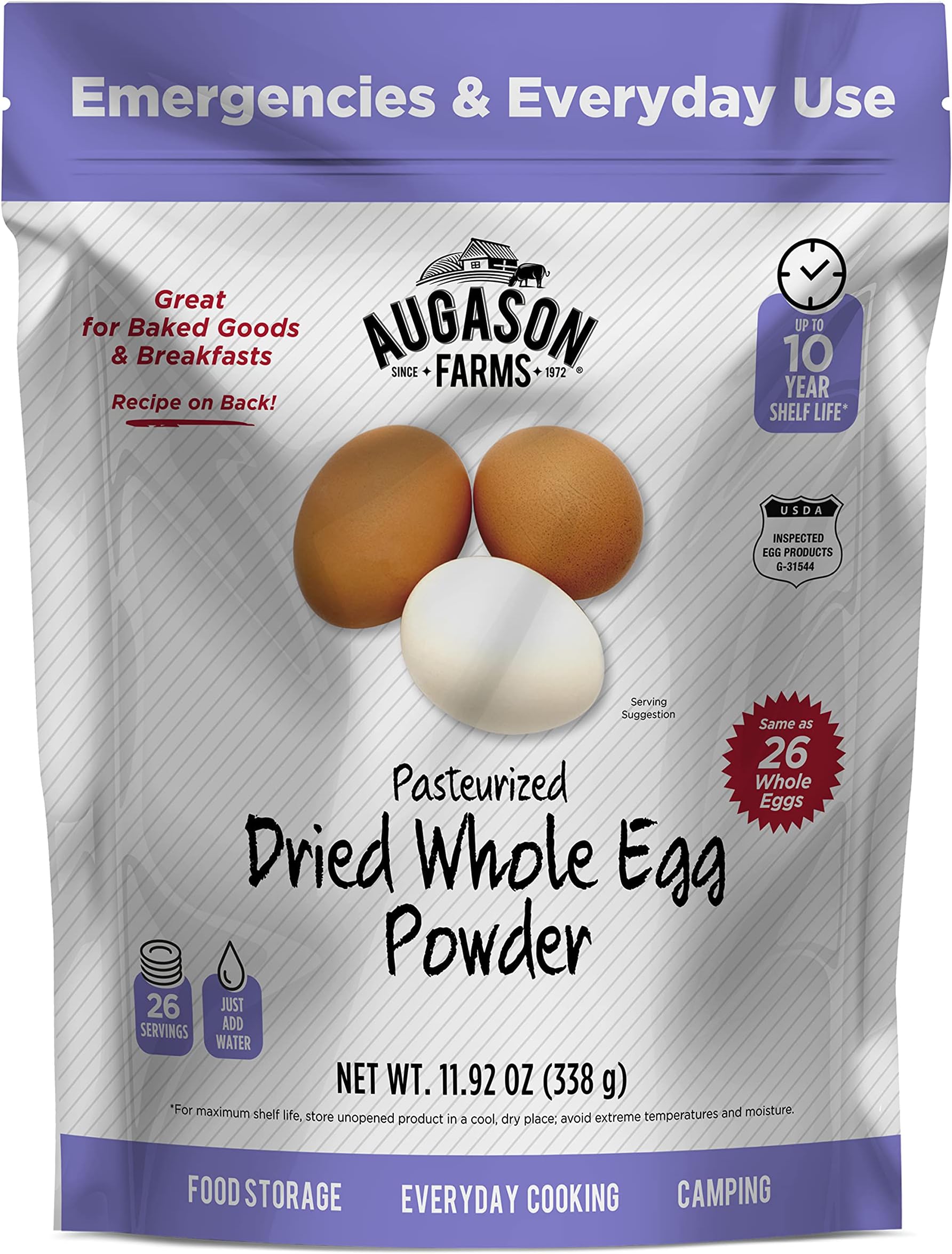 Amazon.com: Augason Farms Dried Whole Egg Powder Resealable Pouch ...
