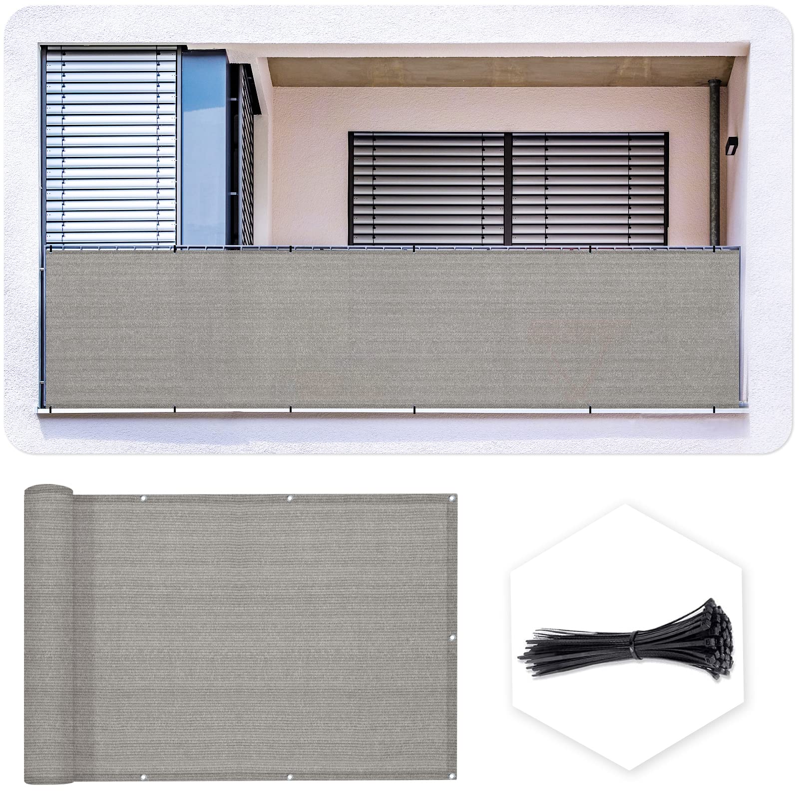 Snapklik.com : Balcony Privacy Screen, 3x197 Net 90% Blockage Net Tarp ...