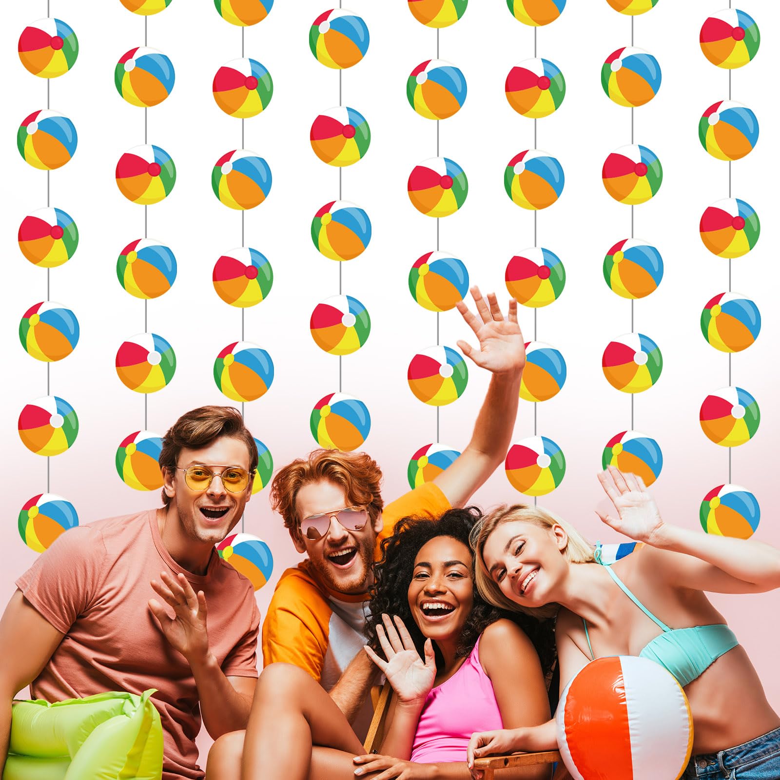 Snapklik.com : 8 Pieces Beach Ball Garland Summer Pool Party Hanging ...