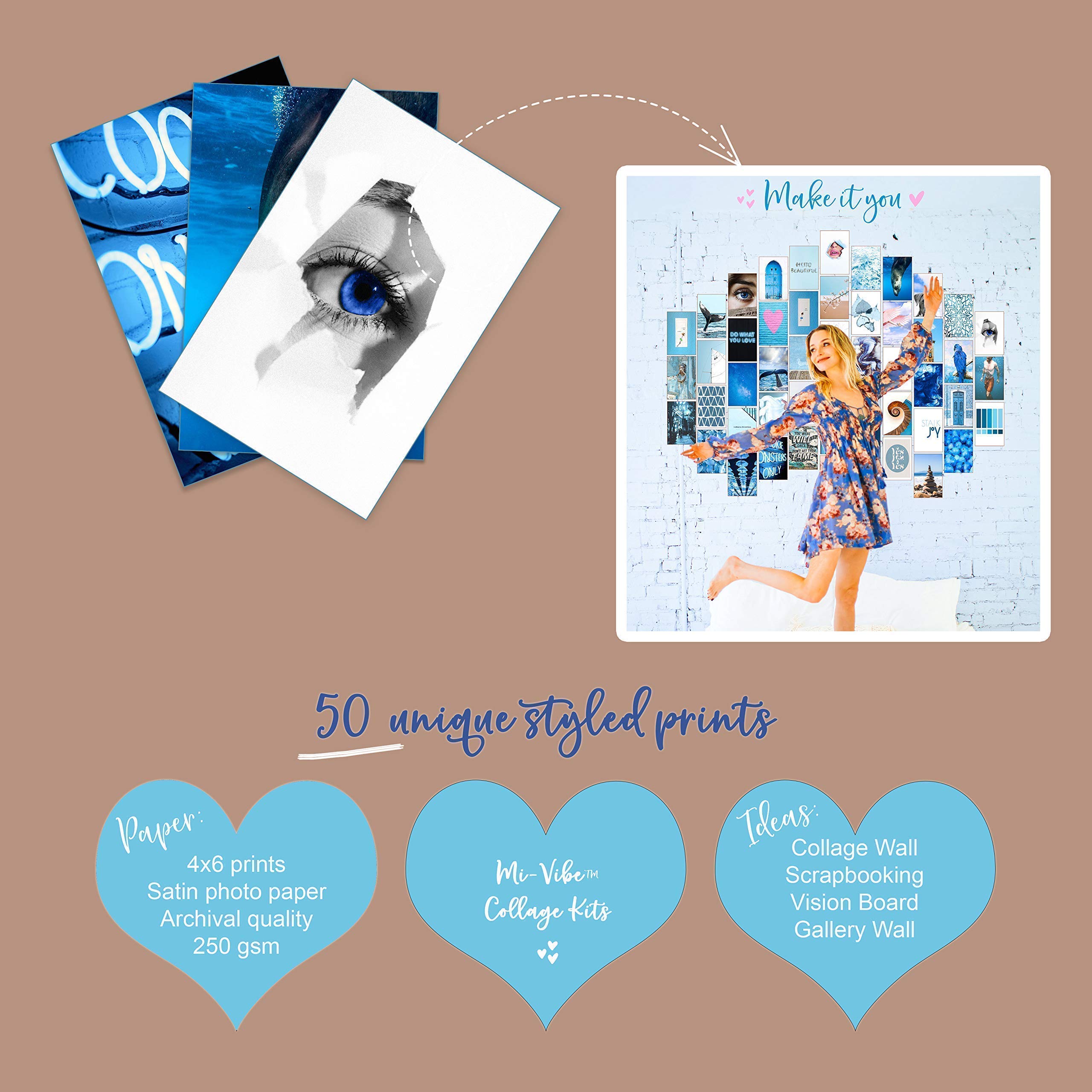 Teen Girl Room Decor Aesthetic Wall Collage Kit - Blue VSCO Girls ...