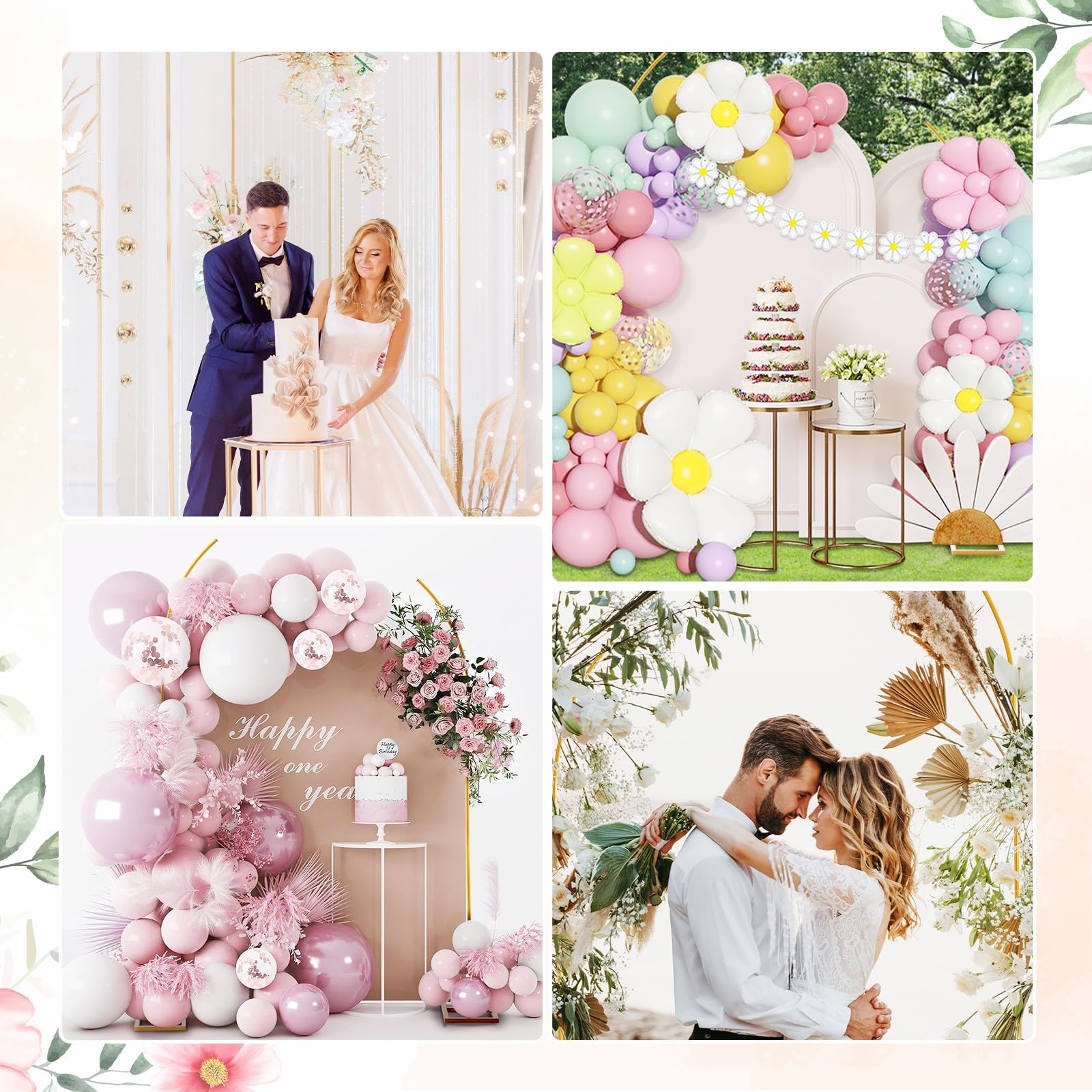 LING RUI Metal Arch Backdrop Stand 7.2ft Gold Wedding Arched Frame ...