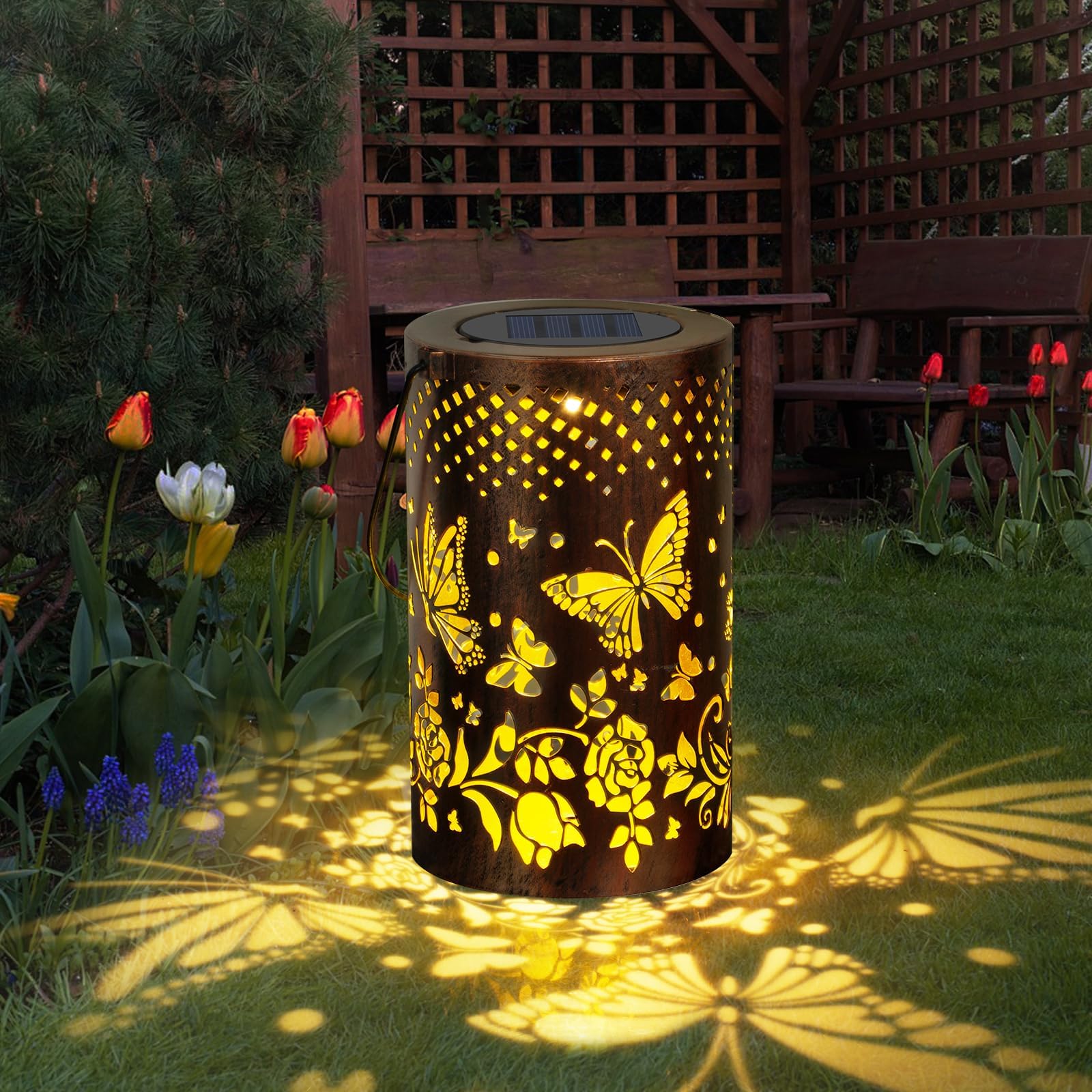 Ninonly Butterfly Solar Lanterns Outdoor Hanging Lantern Lights ...