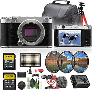 Amazon.com : Fujifilm X-M5 Mirrorless Digital Camera Body (Silver) + 2X 64GB SF-M Tough Series ...