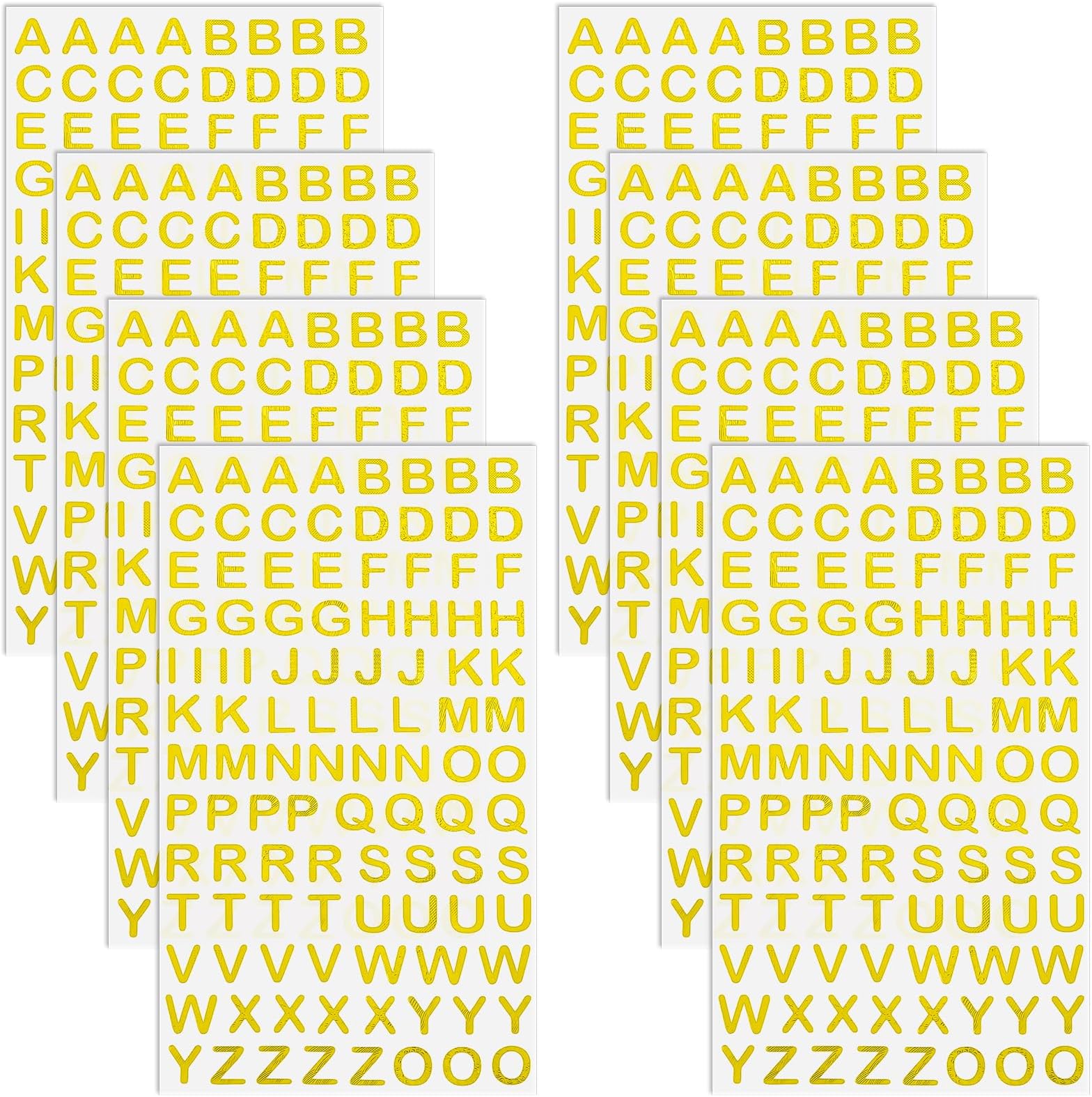 7 Sheets Letter Stickers, Gold Alphabet Sticker Self Adhesive Letter ...