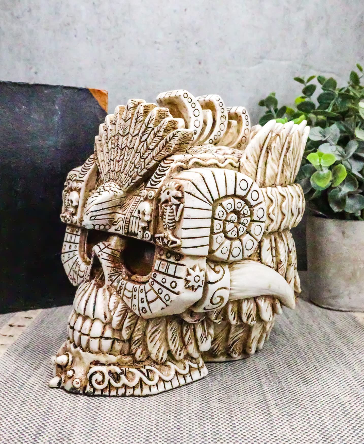 Buy Ebros Aztec Empire Emperor Montezuma Skull Statue Tenochtitlan King ...