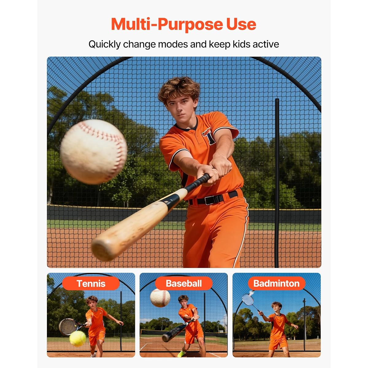 $16/mo - Finance VEVOR Baseball Batting Cage,12/22/33/40 FT Fiberglass ...