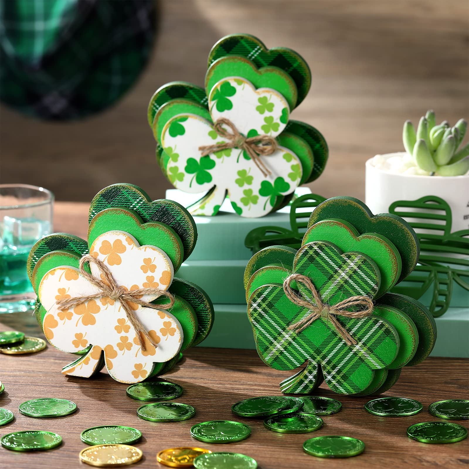 Amazon.com: 3 Pcs St Patrick's Day Clover Decor Spring Decor Farmhouse ...
