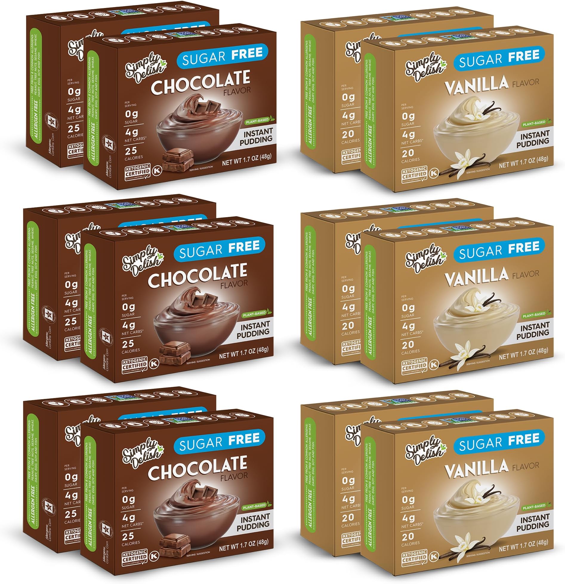 Amazon.com : Simply Delish Keto-Friendly Sugar-Free Plant-Based Pudding ...