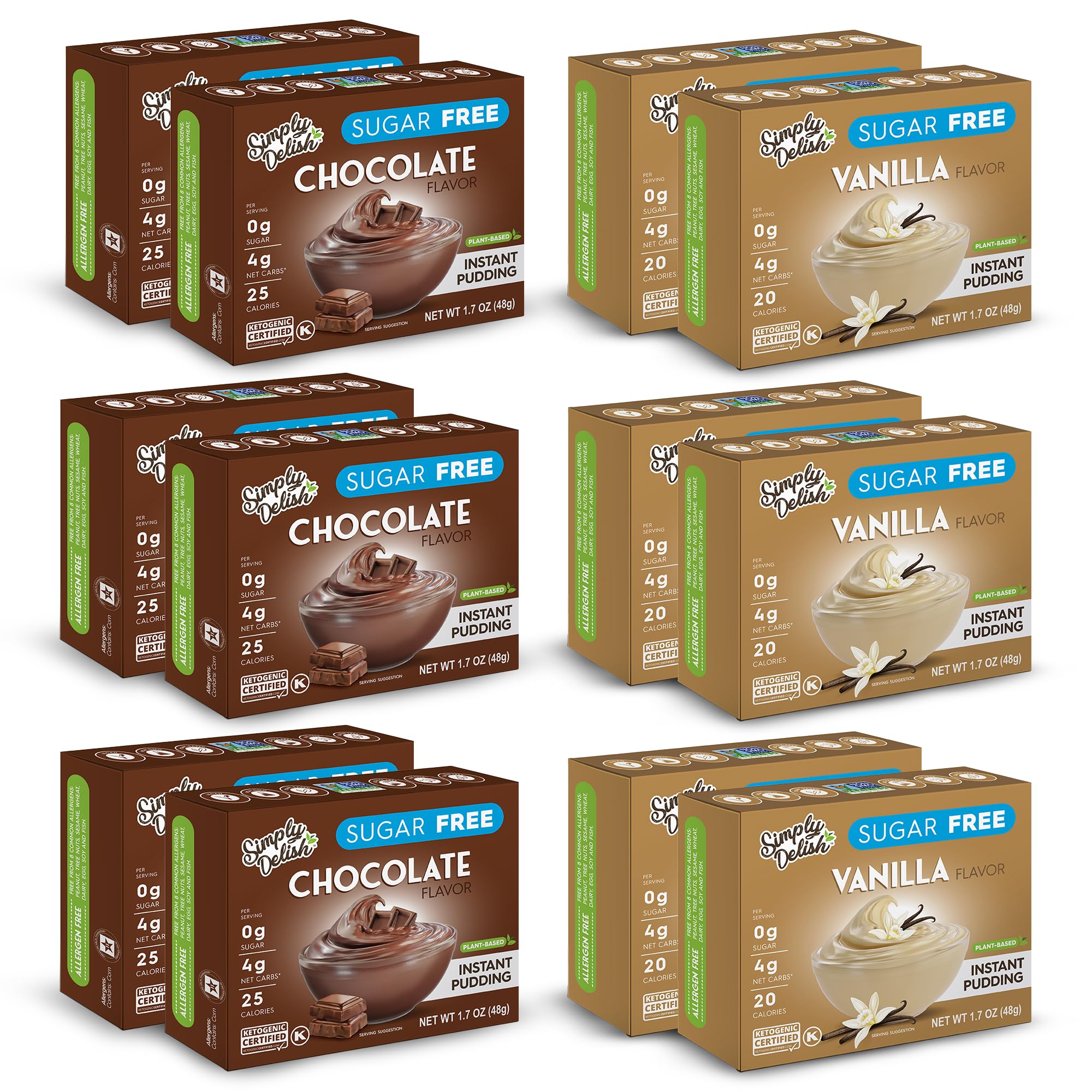 Amazon.com : Simply Delish Keto-Friendly Sugar-Free Plant-Based Pudding ...