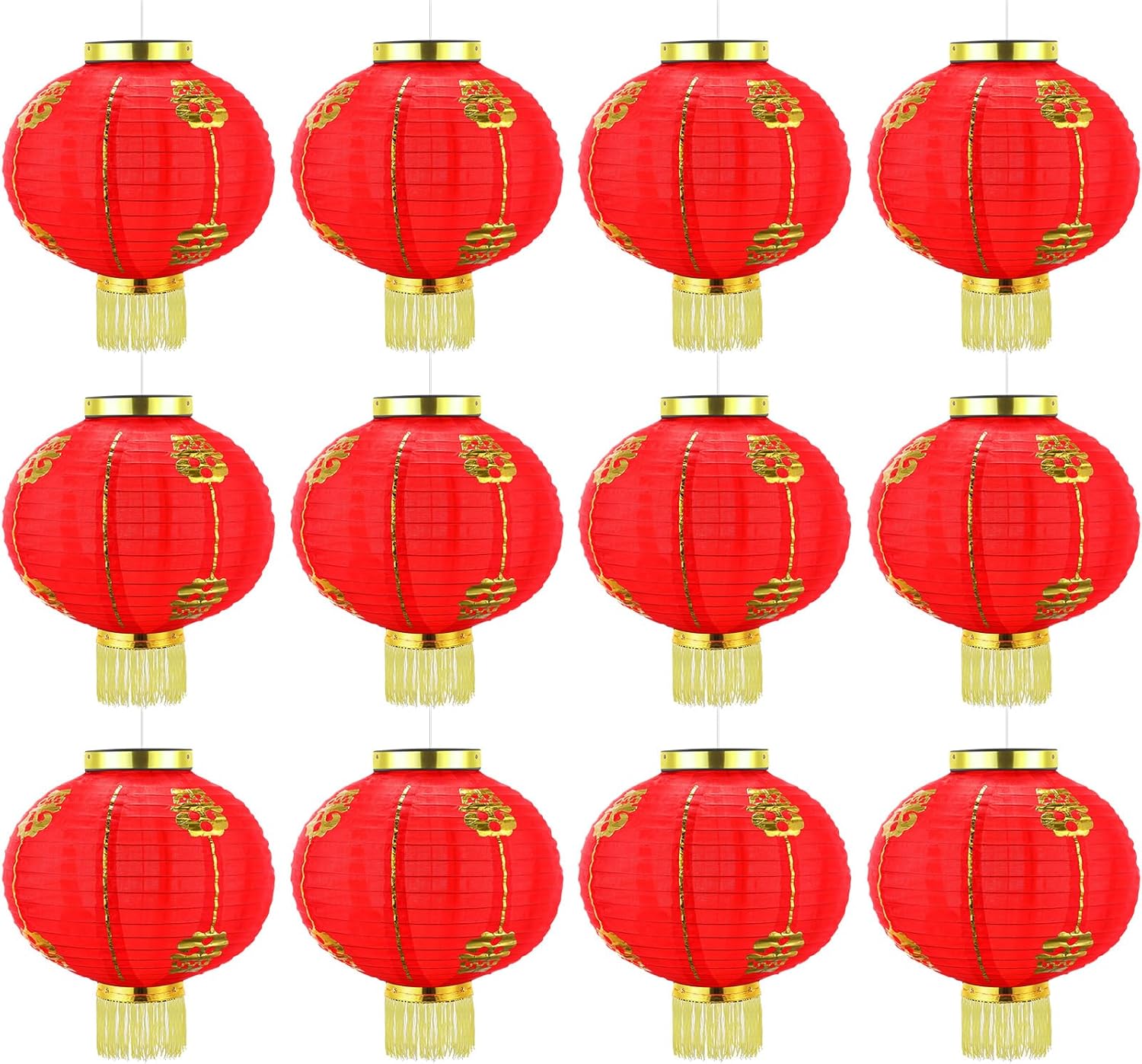 Amazon.com: Funtery 12 Pcs Chinese New Year Lantern 12 Inch Fabric Red ...