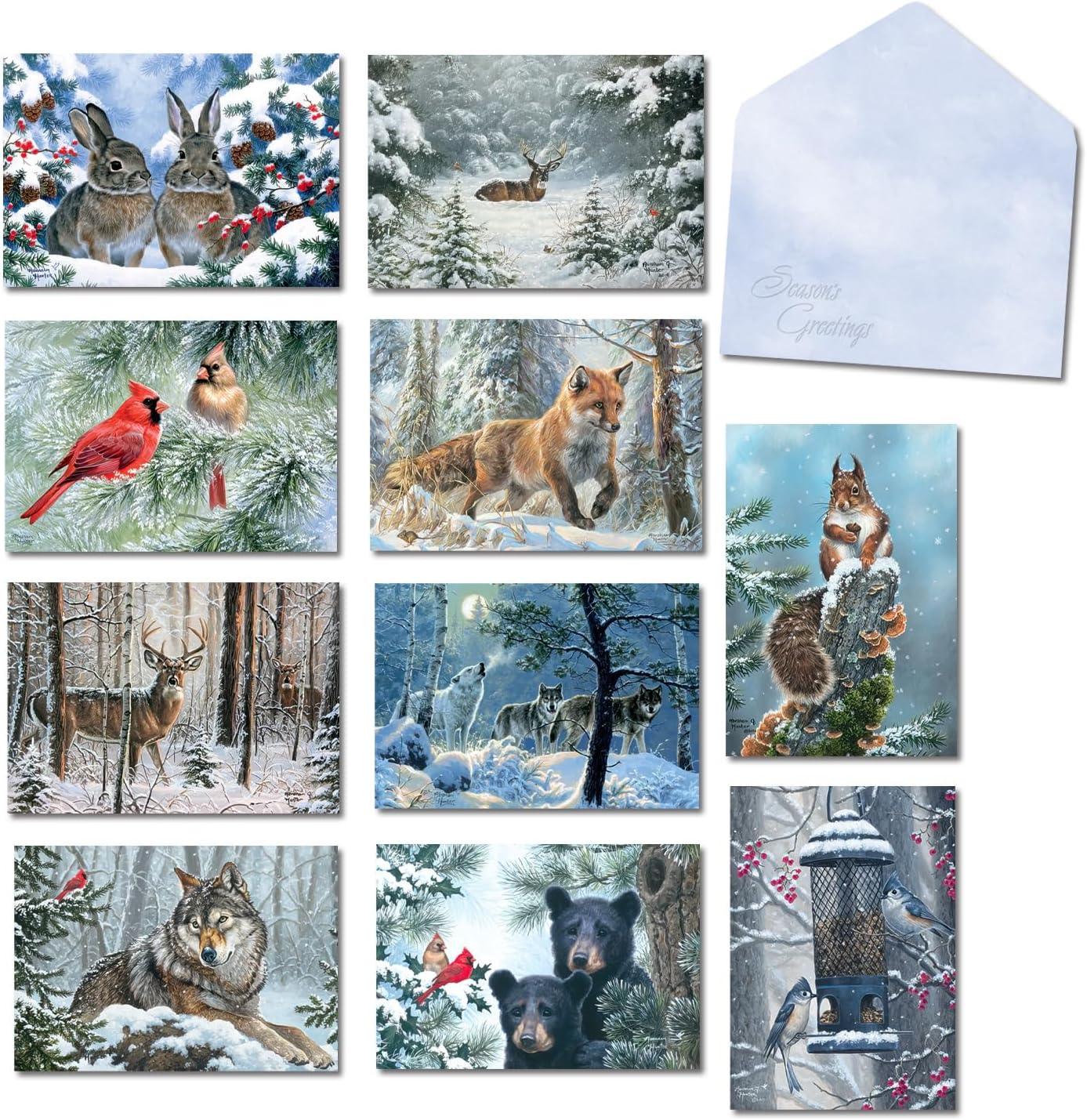 Amazon.com : Leanin' Tree, Fireside Pups, Boxed Christmas Cards ...
