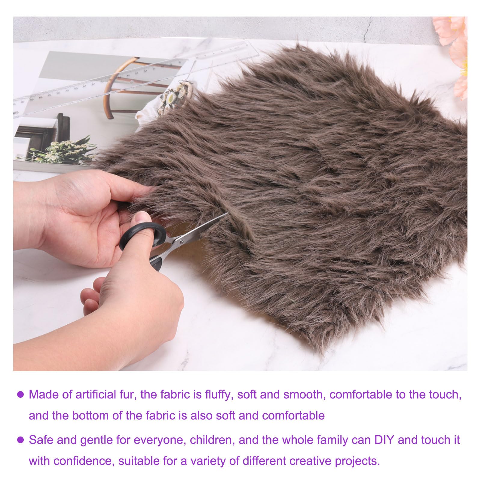 DMiotech 20″x20″ Milky White Faux Fur Square Fabric, Fluffy Faux Fur ...
