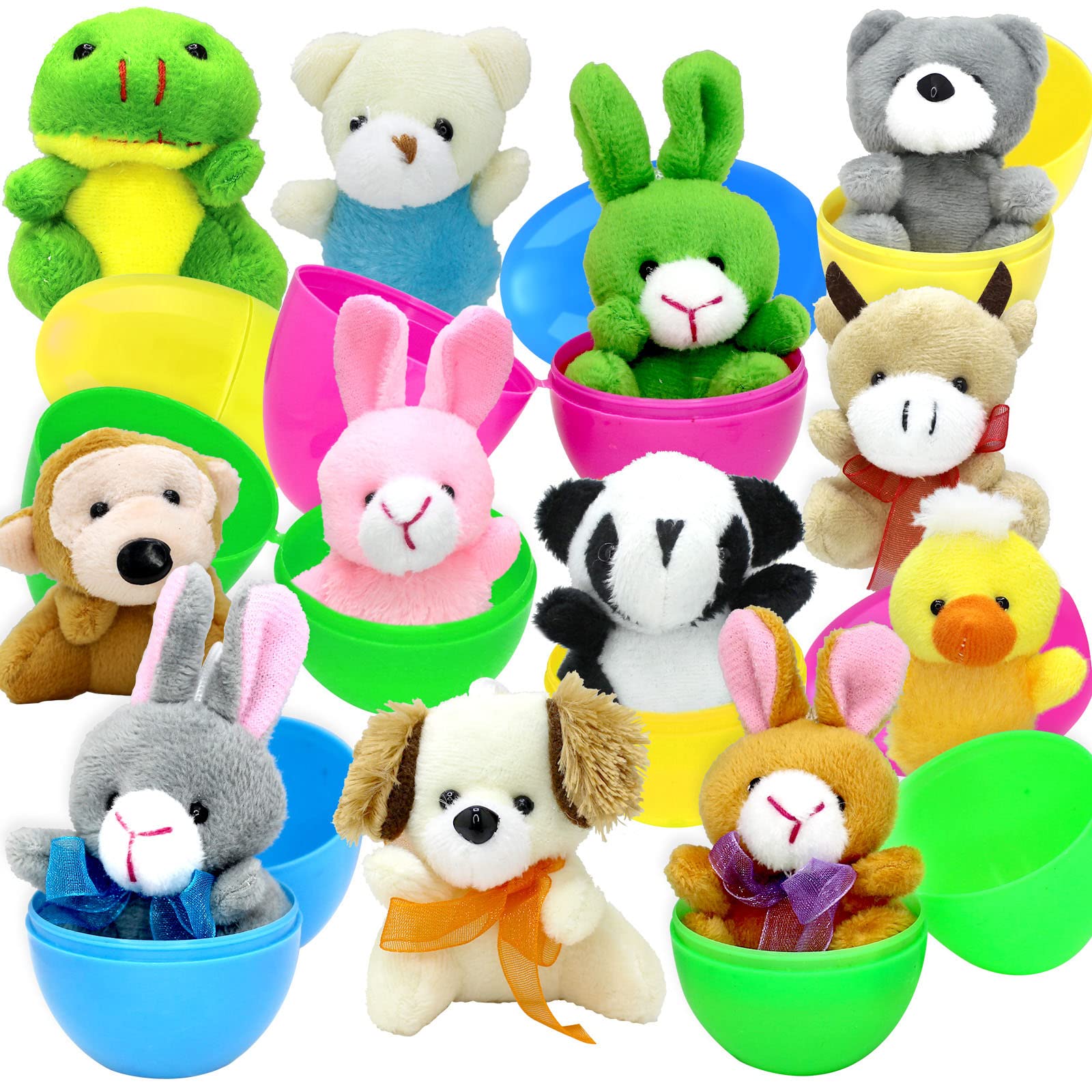 Amazon.com: Tuzuaol 12 Pcs Easter Eggs Filled with Mini Plush Animals ...