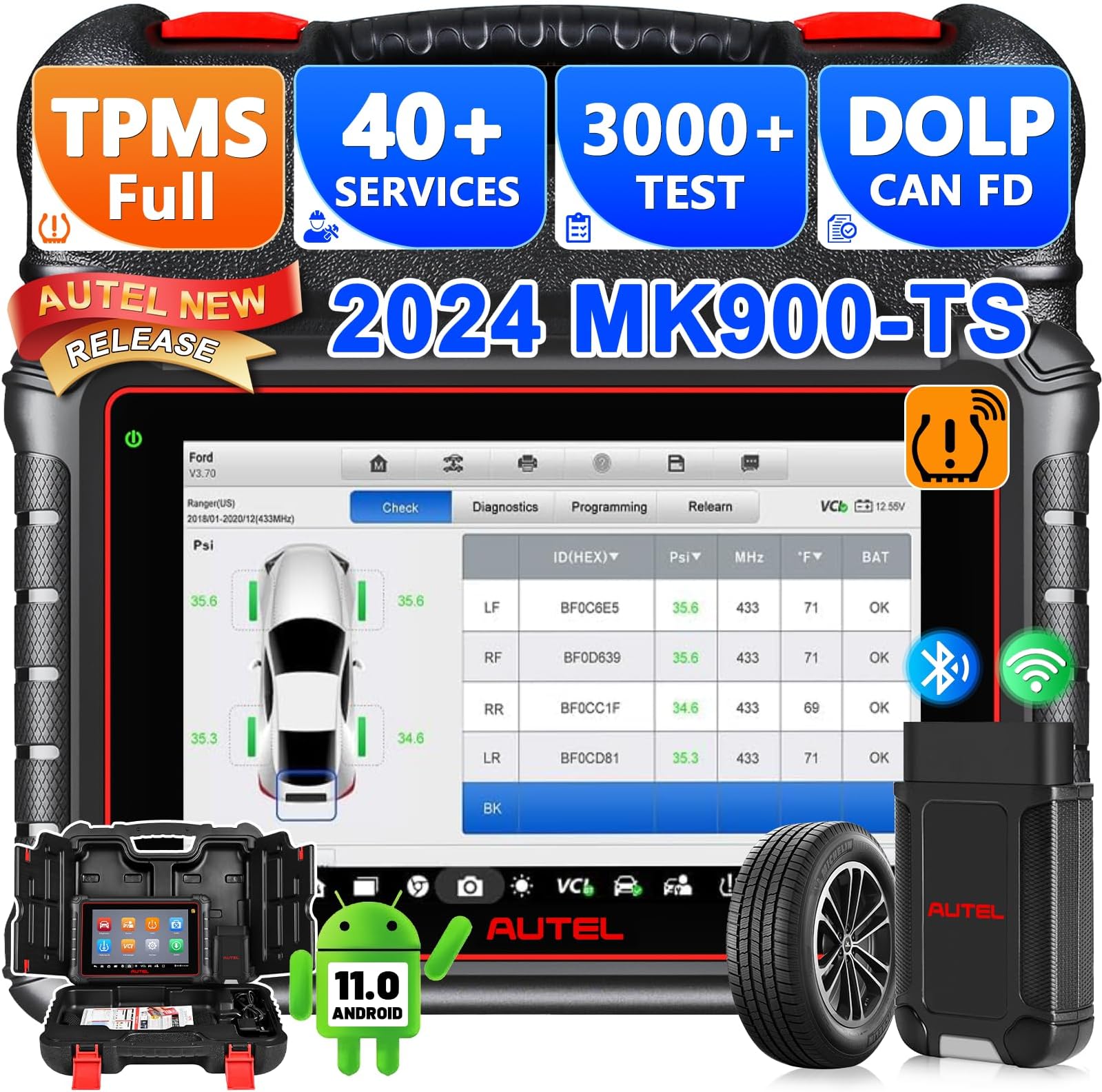 Amazon.com: Autel Scanner MaxiCOM MK900-TS, 2024 MK900-TS Level-up of MK900BT/ MX900/ MK808TS ...