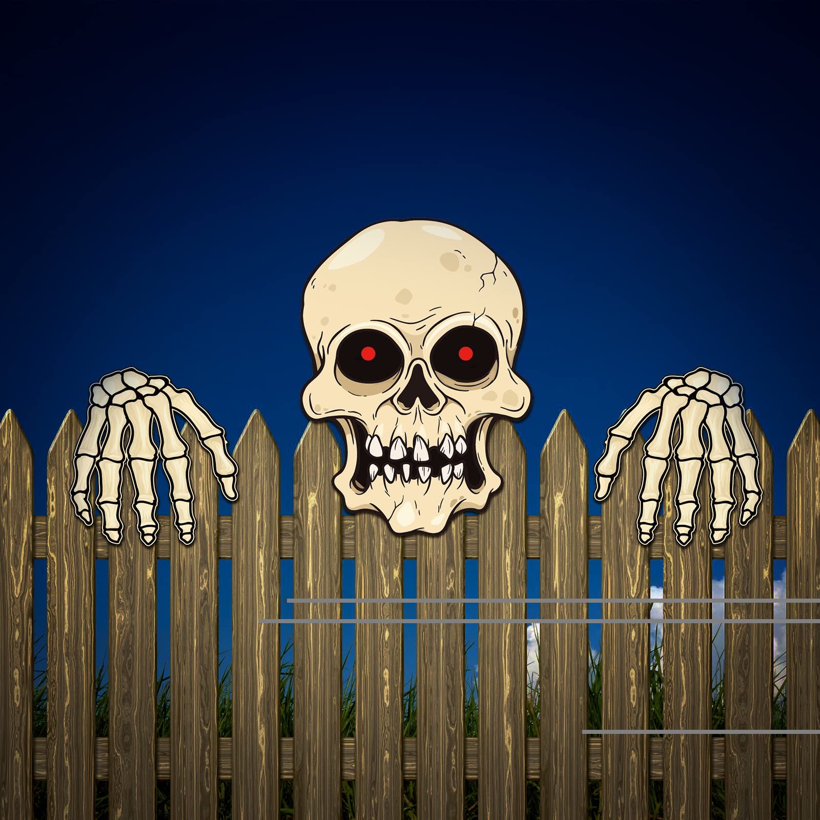 Amazon.com: 3 Pieces Halloween Fence Peeker Decoration Scary Peeper ...