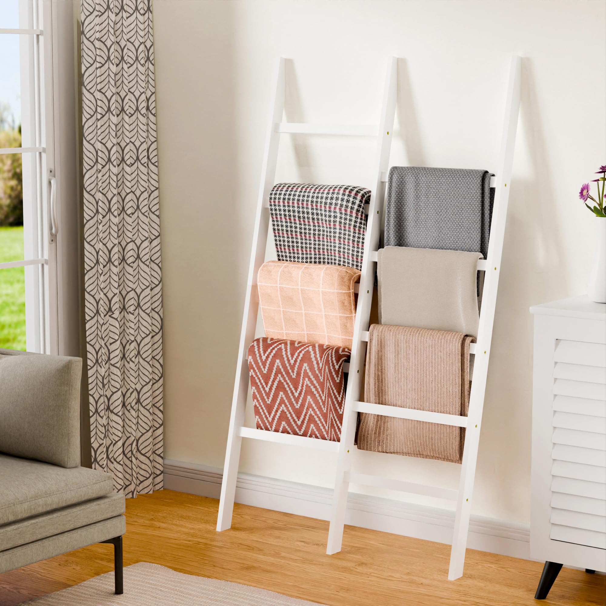 Amazon.com: Daflymaco Blanket Ladder for Living Room - 10-Tier Bamboo ...