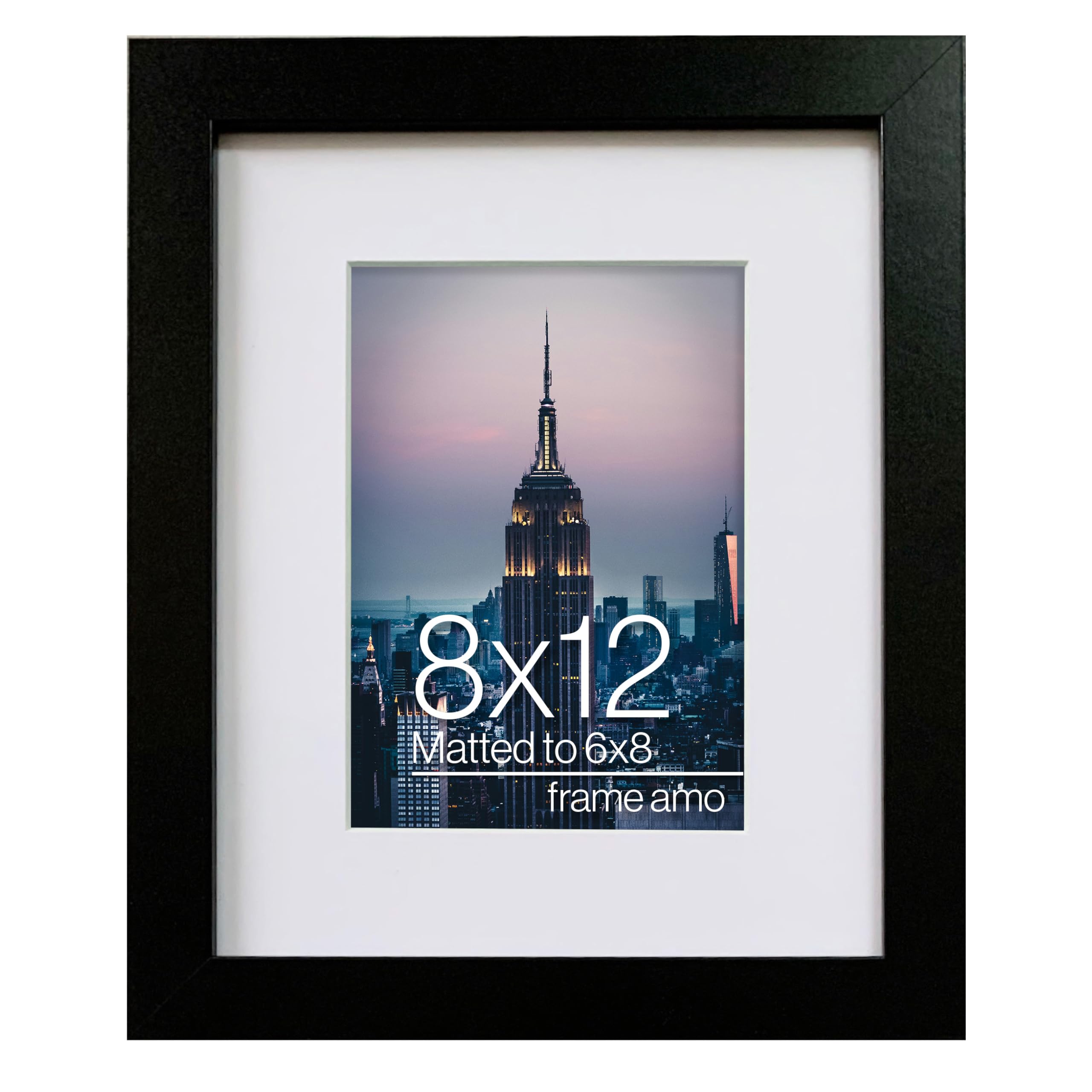 Amazon.com - Frame Amo 8x12 Black Picture Frame with 5.5x7.5 White Mat ...