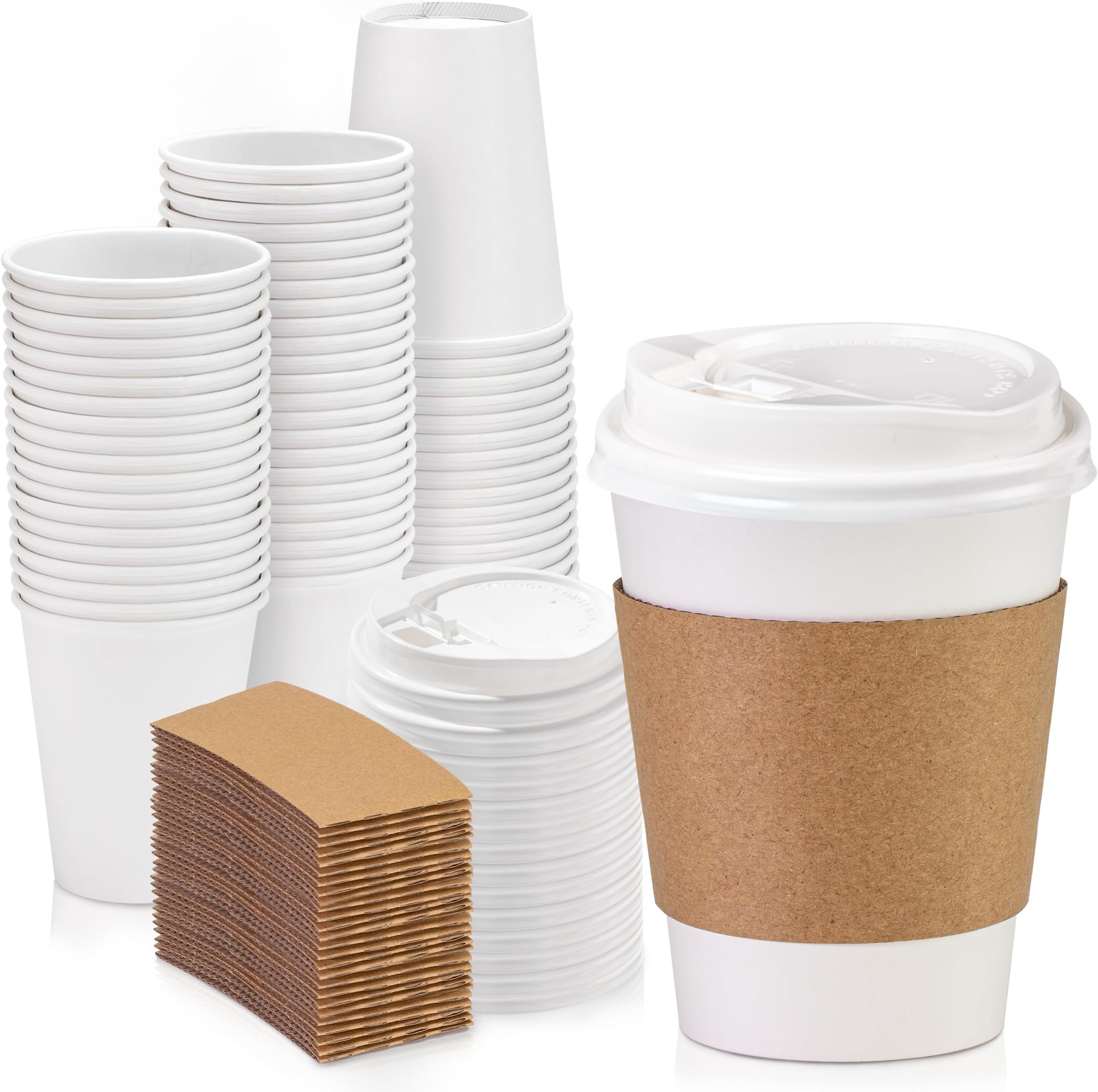 Amazon.com: CucinaPrime 12oz White Disposable To-Go Paper Coffee/Hot ...