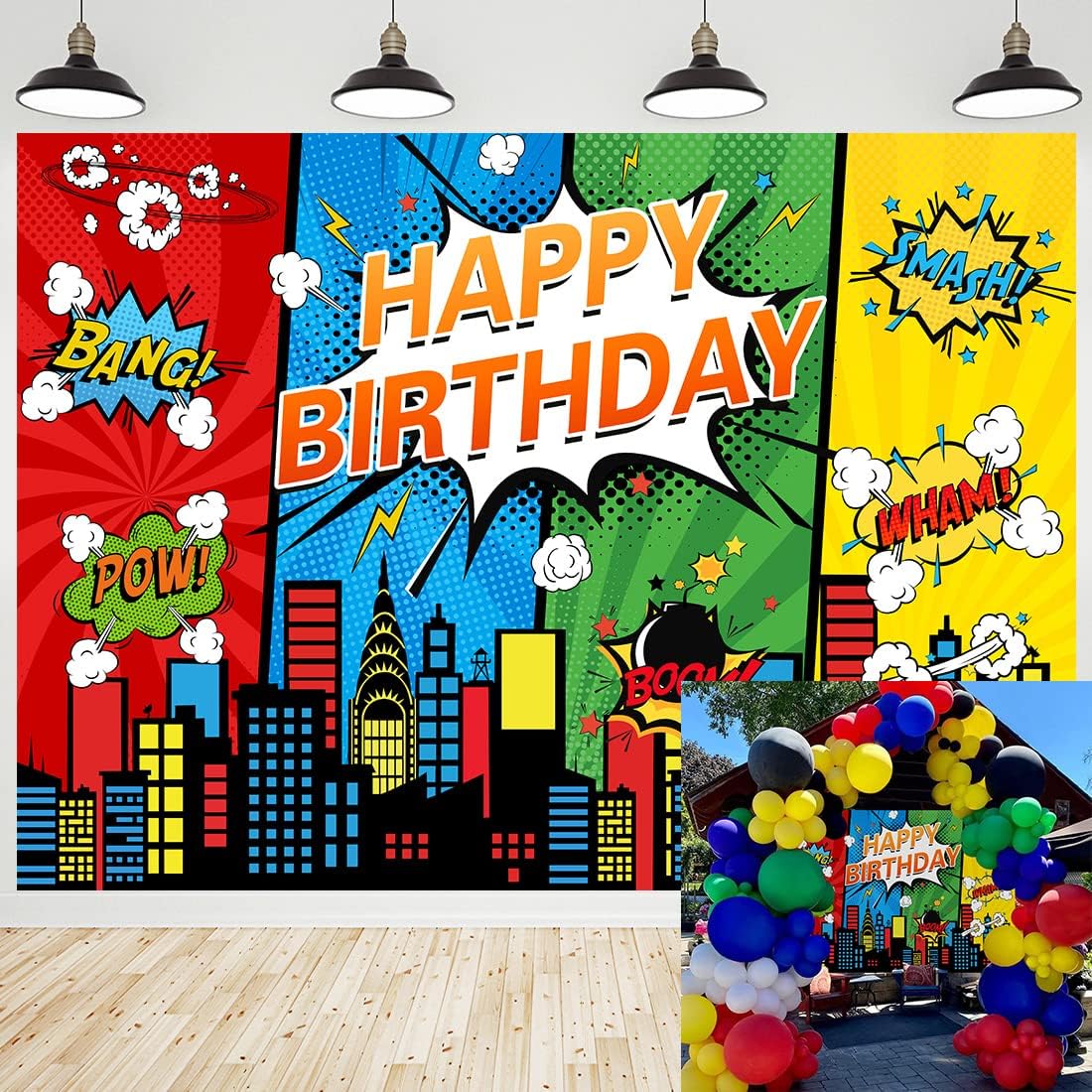 Amazon.com : Super Hero Backdrop City Landscape Architecture Comic ...