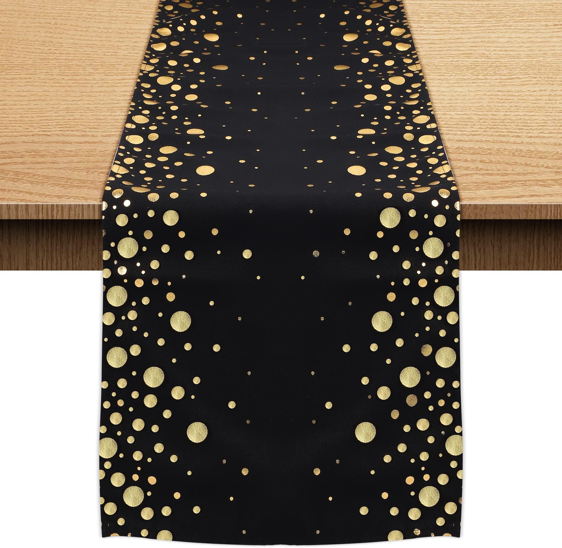 Amazon.com: Snowkingdom 2 Pcs Black and Gold Table Runner 108 Inch ...