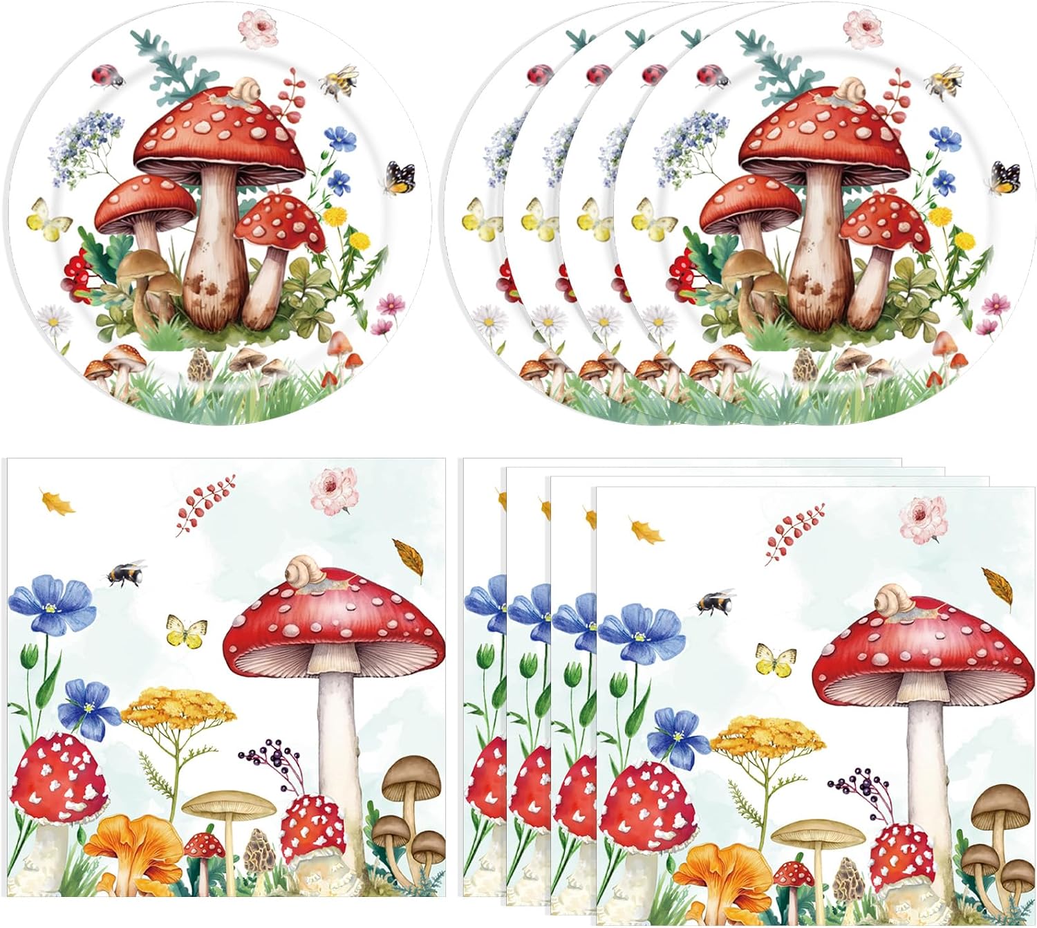 Amazon.com: DURYGEN 40PCS Mushroom Birthday Decorations Forest Theme ...