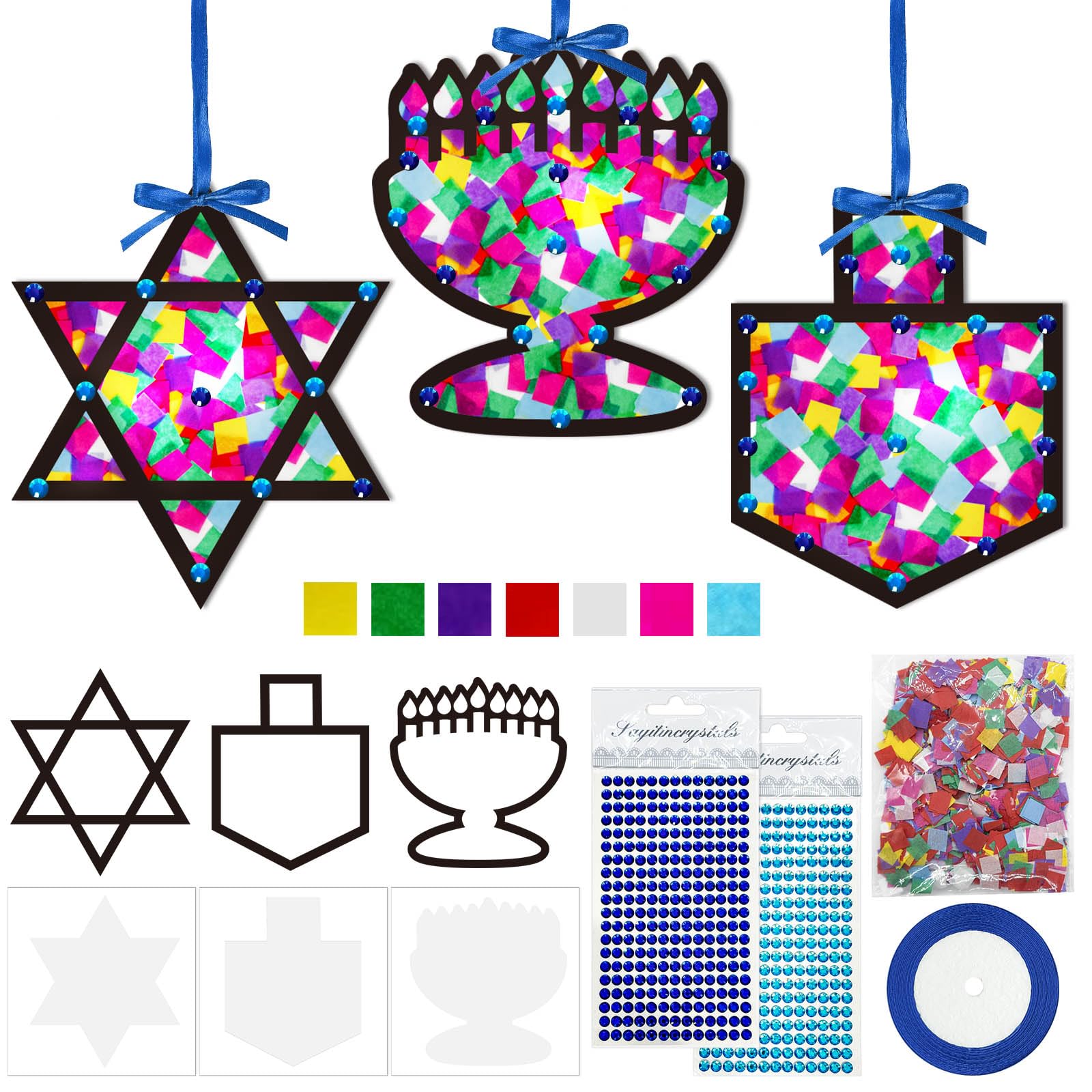 Amazon.com: 30 Set Hanukkah DIY Craft Kits，Hanukkah Tissue Paper Sign ...