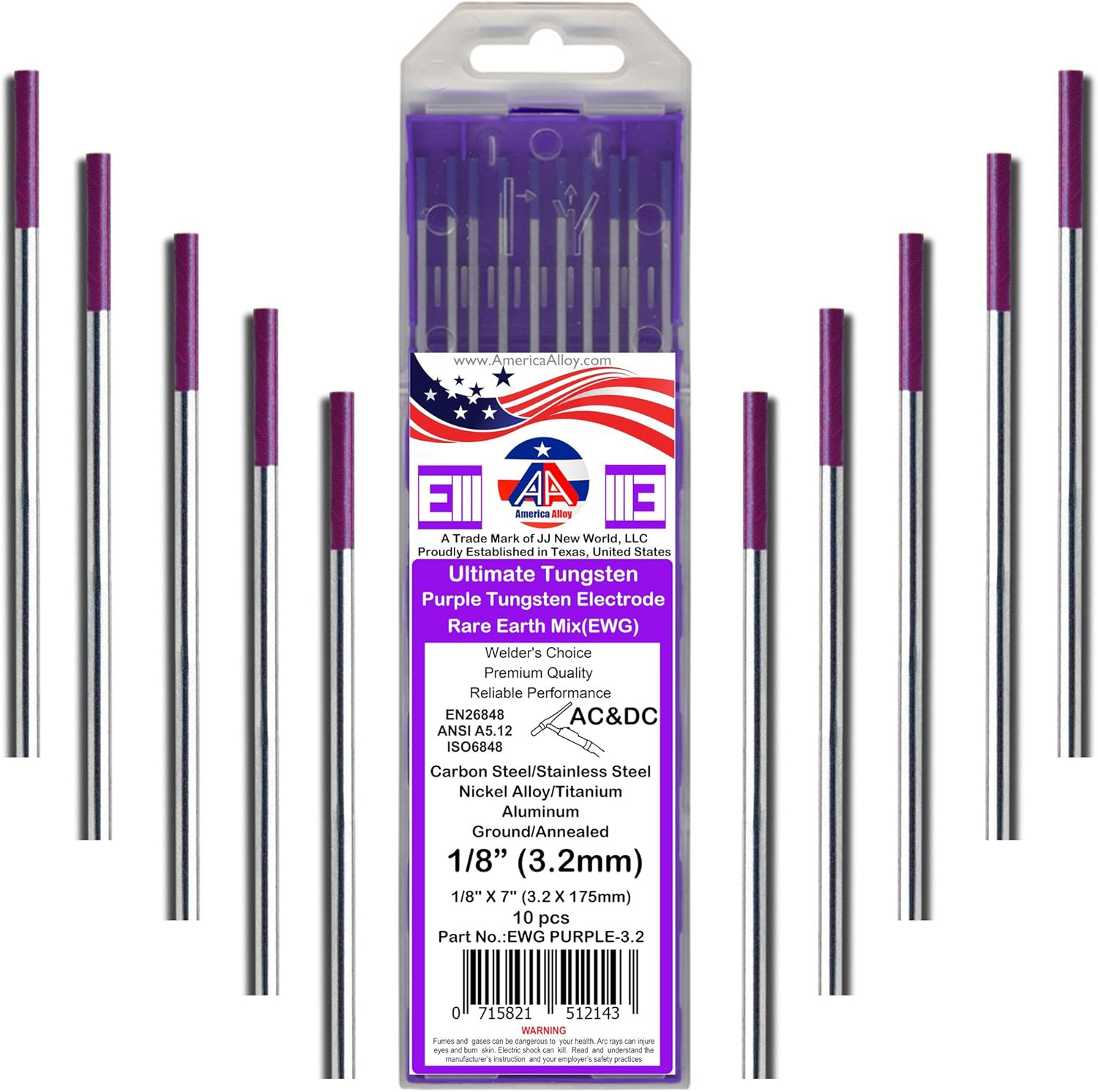Tungsten Electrodes Rare Earth Blend Purple Tungsten for TIG Welding AA ...
