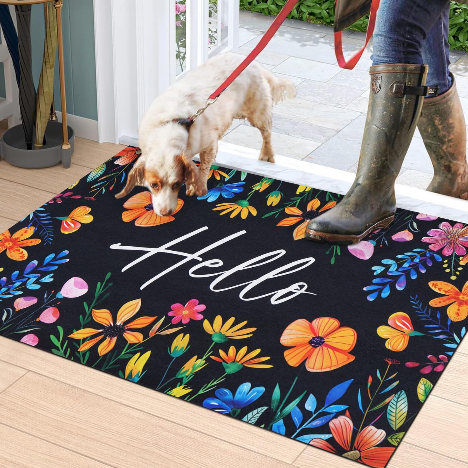 Amazon.com: Likiyol Boho Sun Door Mat Outdoor Indoor, Colorful Floral ...