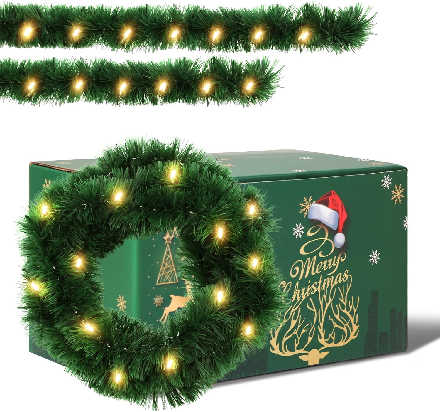 Amazon.com: Christmas Decorations, 16 ft Green Christmas Tinsel Garland ...