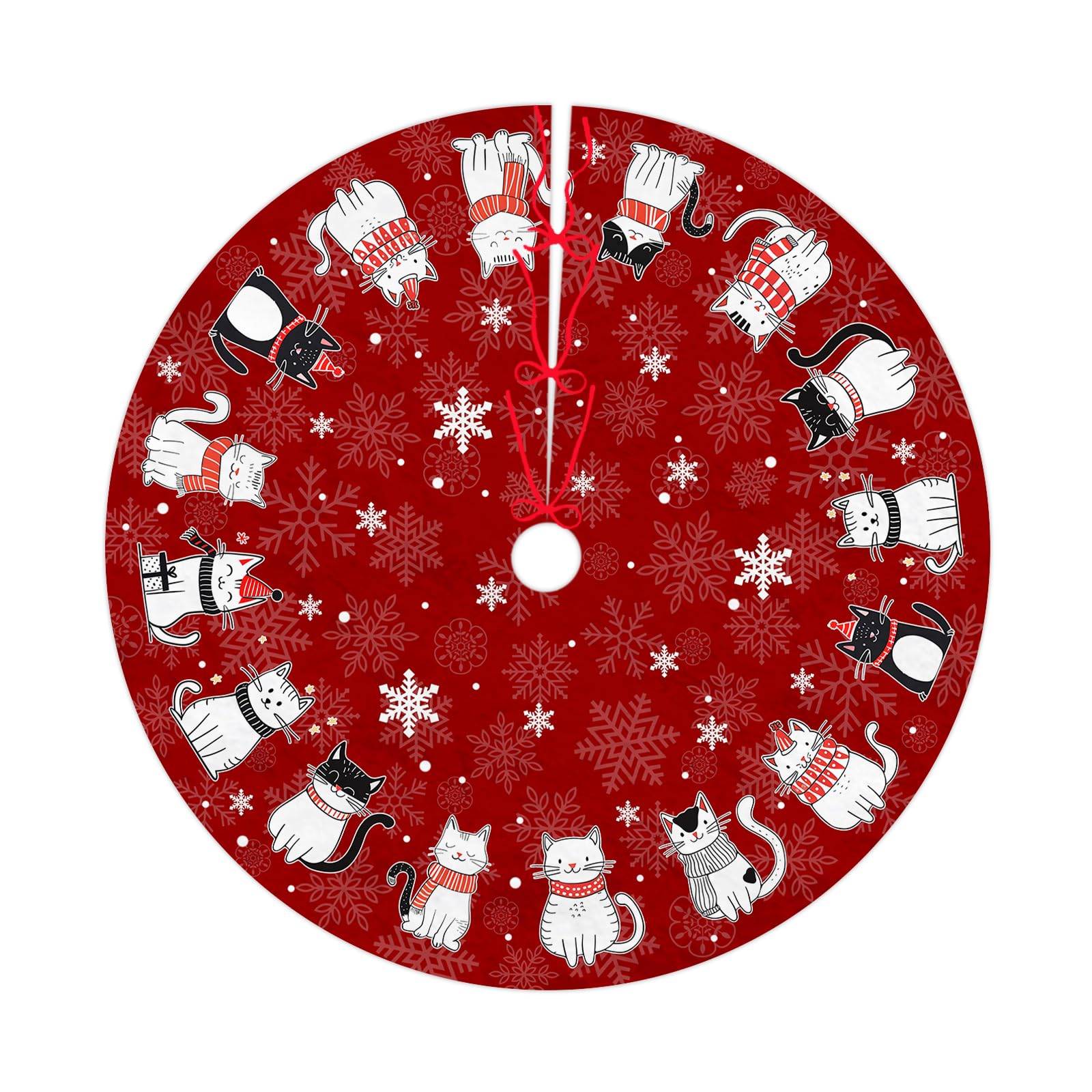 Amazon.com: Red Cat Christmas Tree Skirt 36 Inch Cat Christmas Tree ...