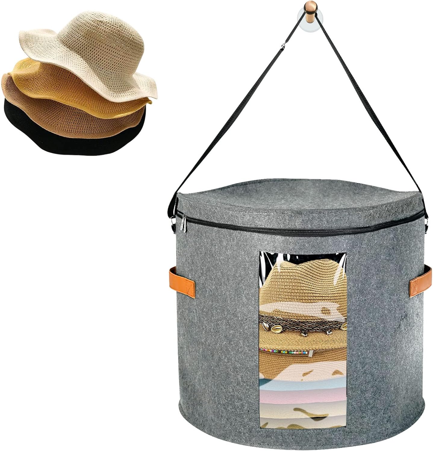 Amazon.com - Large Round Hat Storage Box - 19" D x 17" H Foldable Hat ...