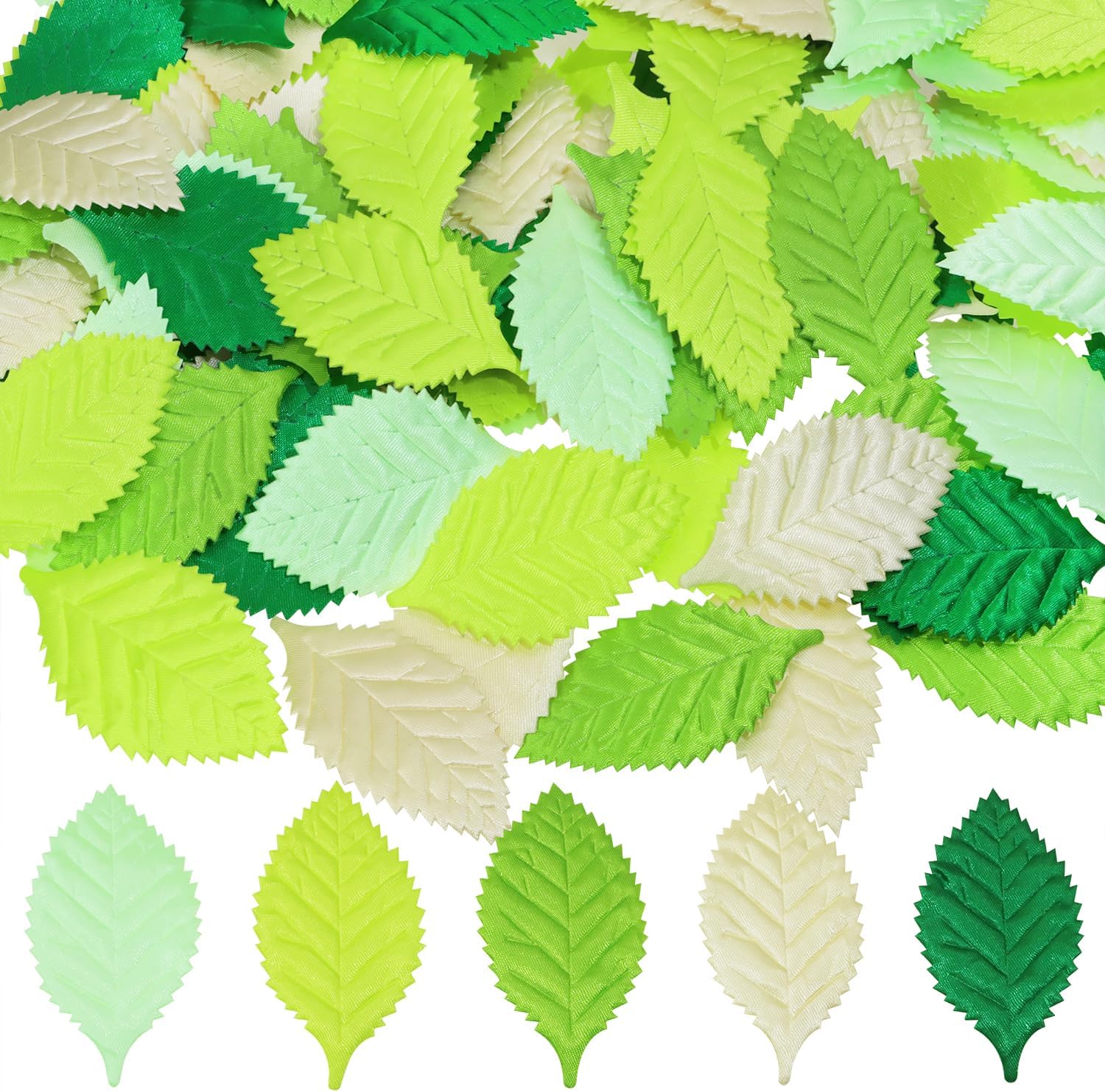 Amazon.com: PPhtony Fake Fabric Leaves Mixed Green Series Artificial ...