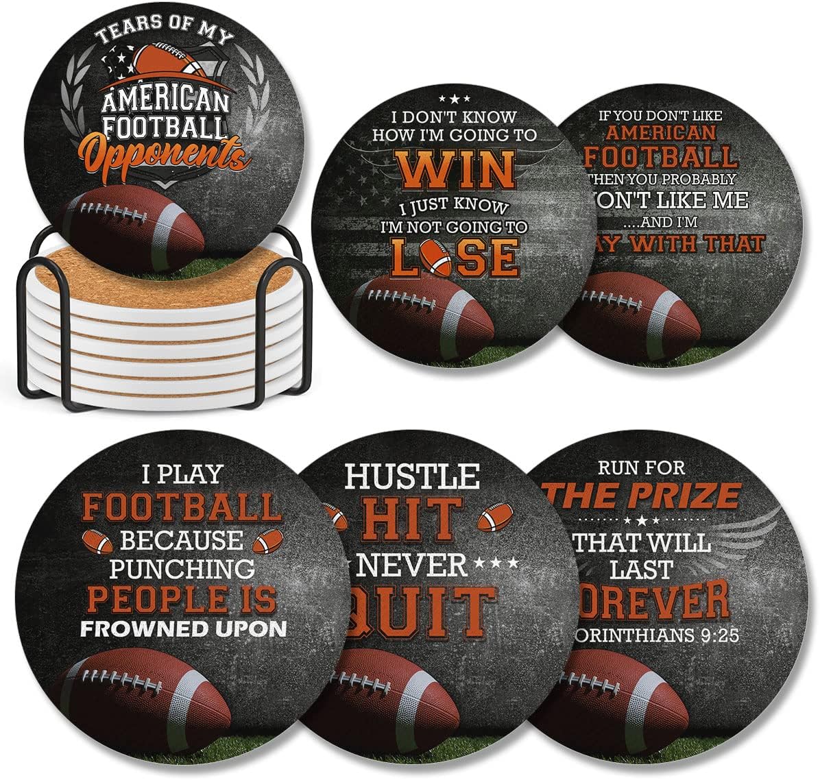 Amazon.com: ZOXIX Pack 6 Coasters Ceramic Coaster with Cork Base Round ...
