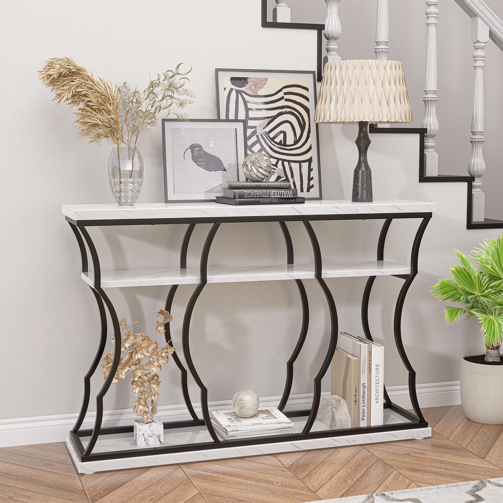 Amazon.com: Modern Console Table Entryway, 47.24" Faux Marble Narrow ...