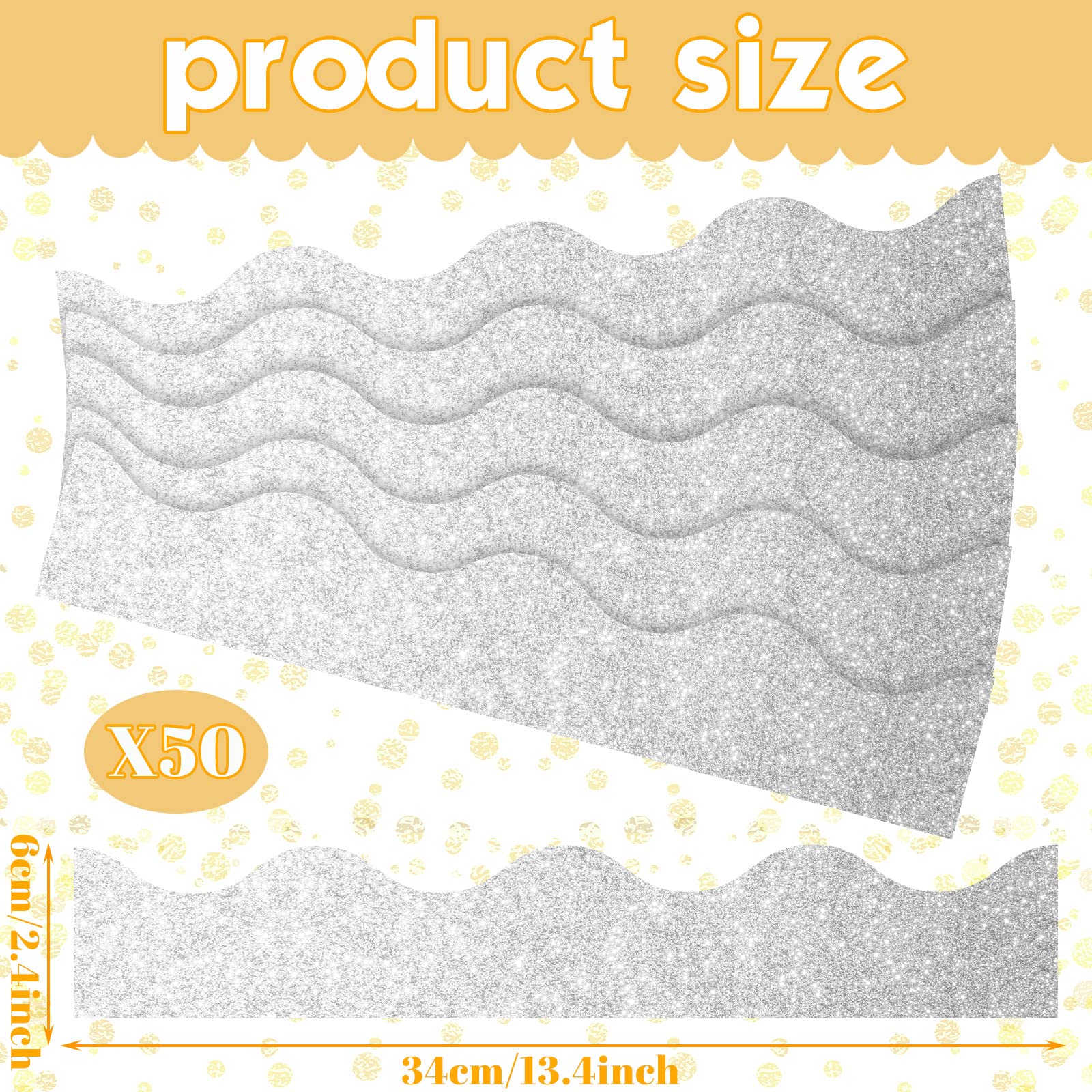 Snapklik.com : Spakon 55.8 Feet Bulletin Board Border Glitter Scalloped ...