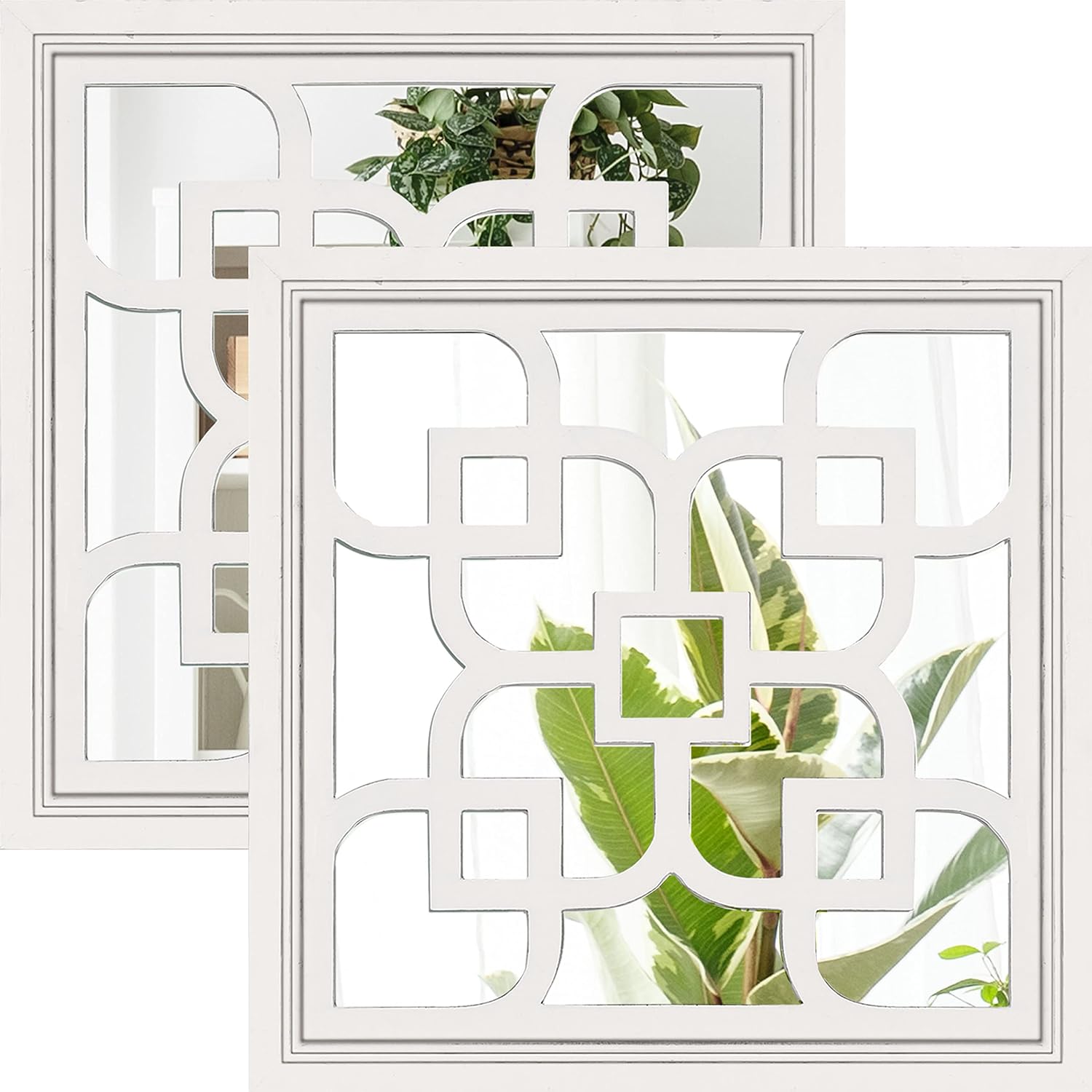 Amazon.com: MIDEFINCH Rustic Farmhouse Square Wall Mirrors, Set of 2 ...