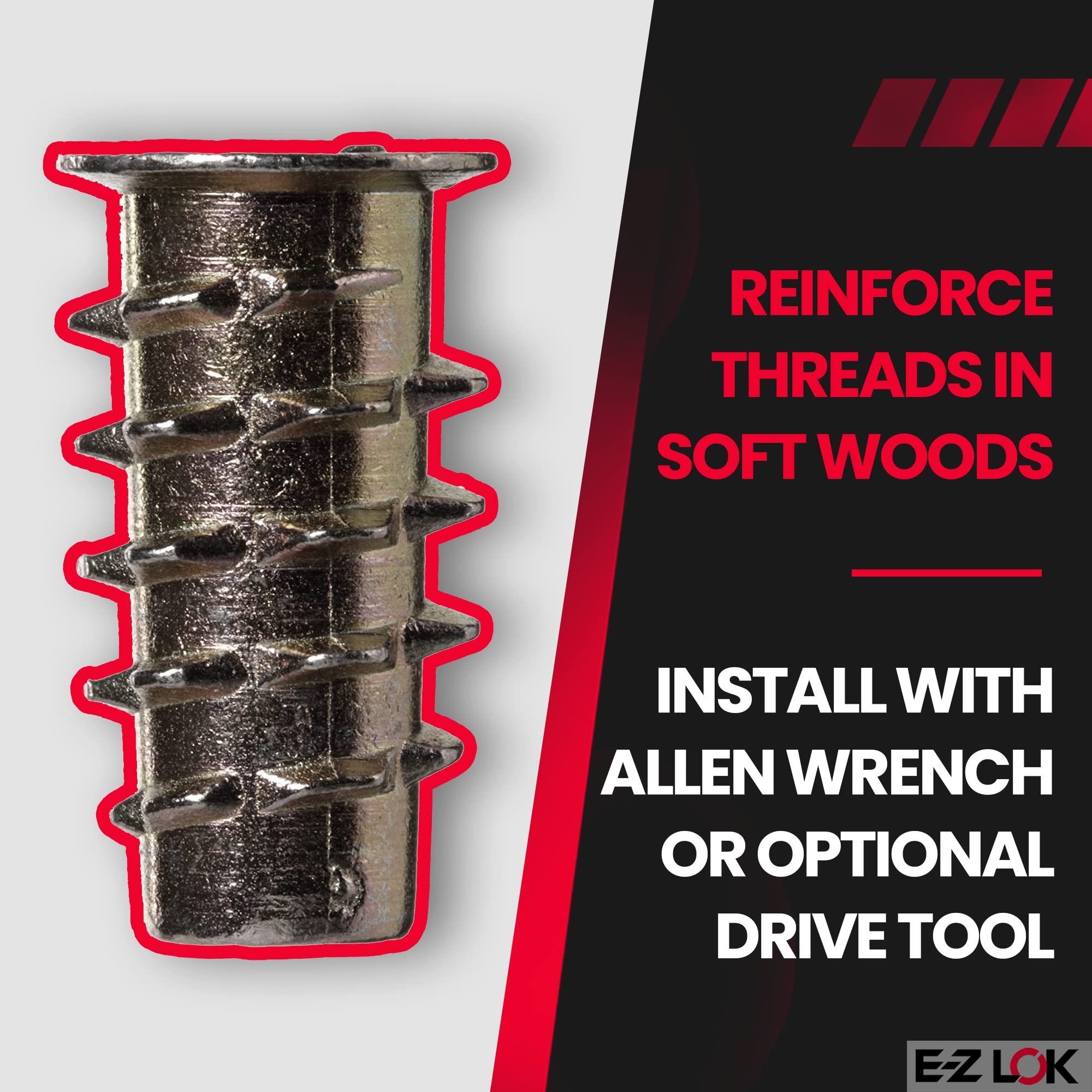 Snapklik.com : E-Z LOK - 901024-20 E-Z Lok Threaded Insert, Zinc, Hex ...