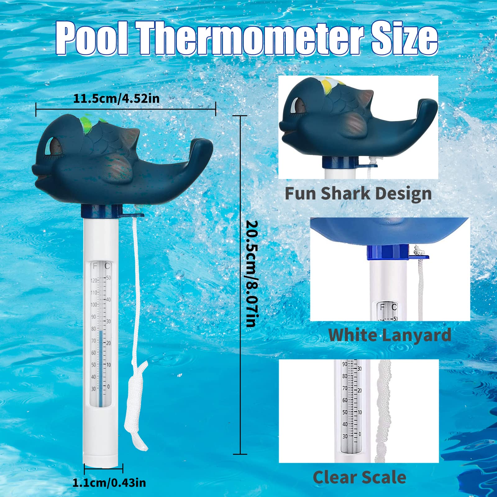 Snapklik.com : Floating Pool Thermometer Easy Read Large Shark Water ...