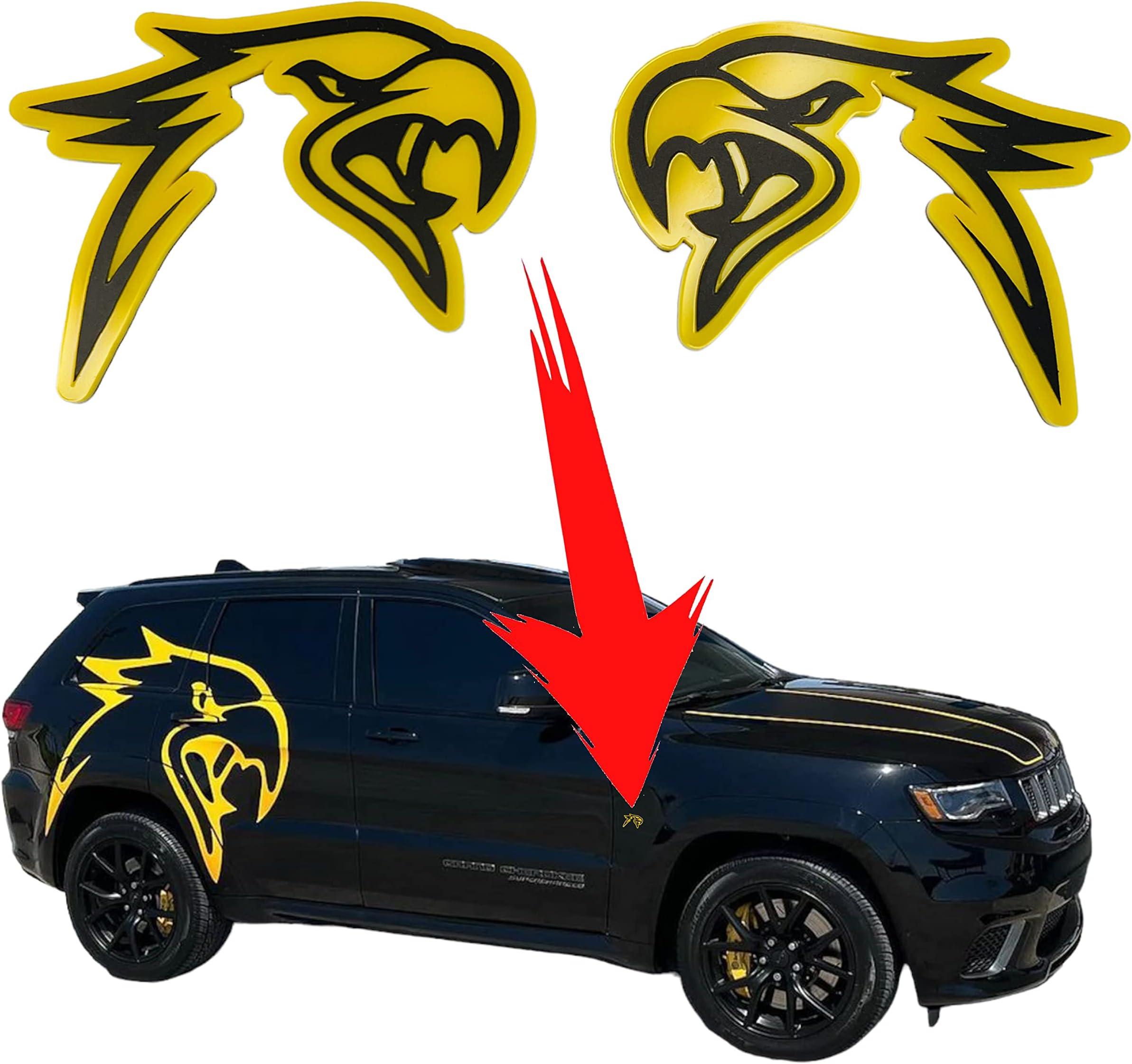 Amazon.com: HELLHAWK Emblem fits Trackhawk Yellow Border and Black ...