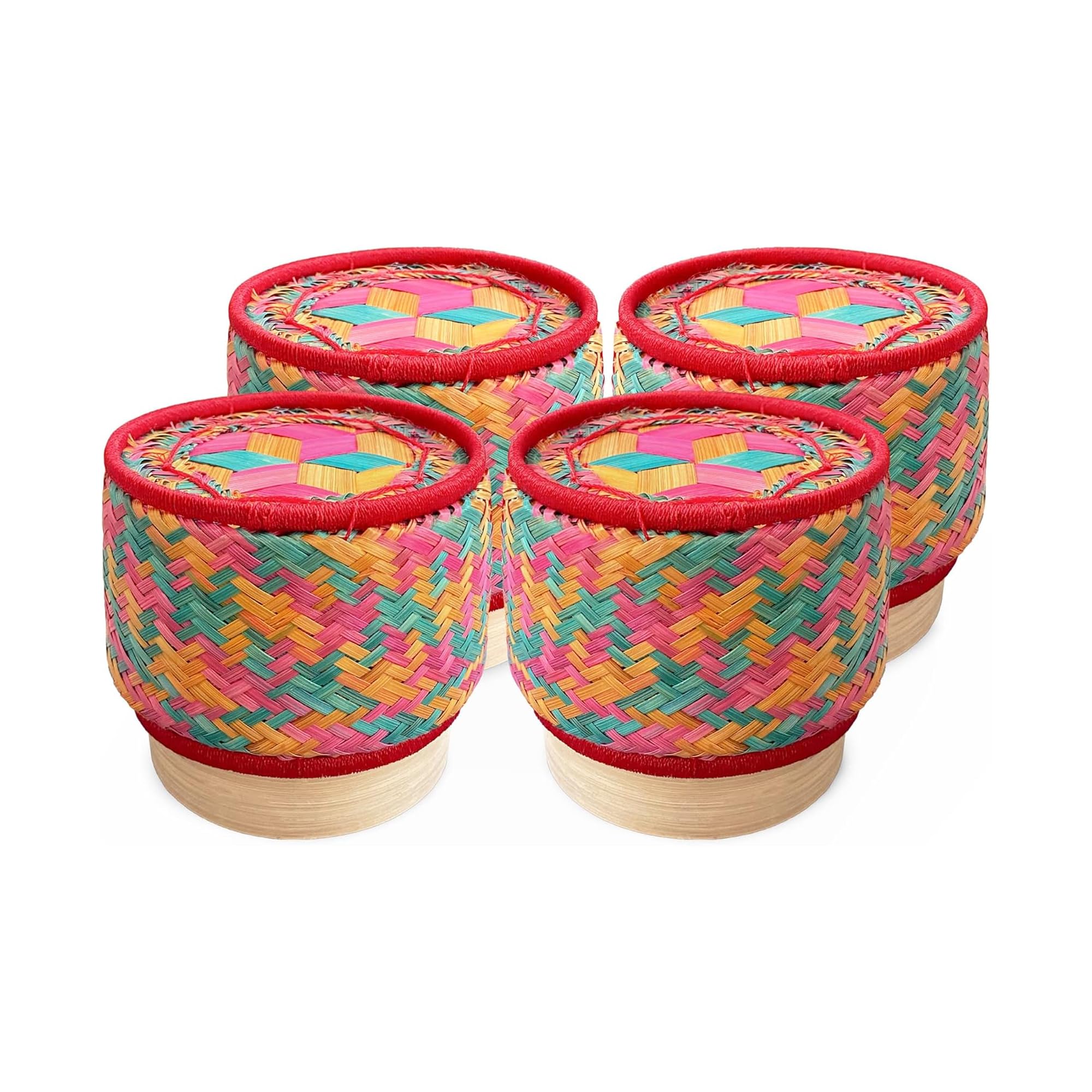 Amazon.com | PANWA Mini Bamboo Sticky Rice Serving Basket Set – 4-Piece ...