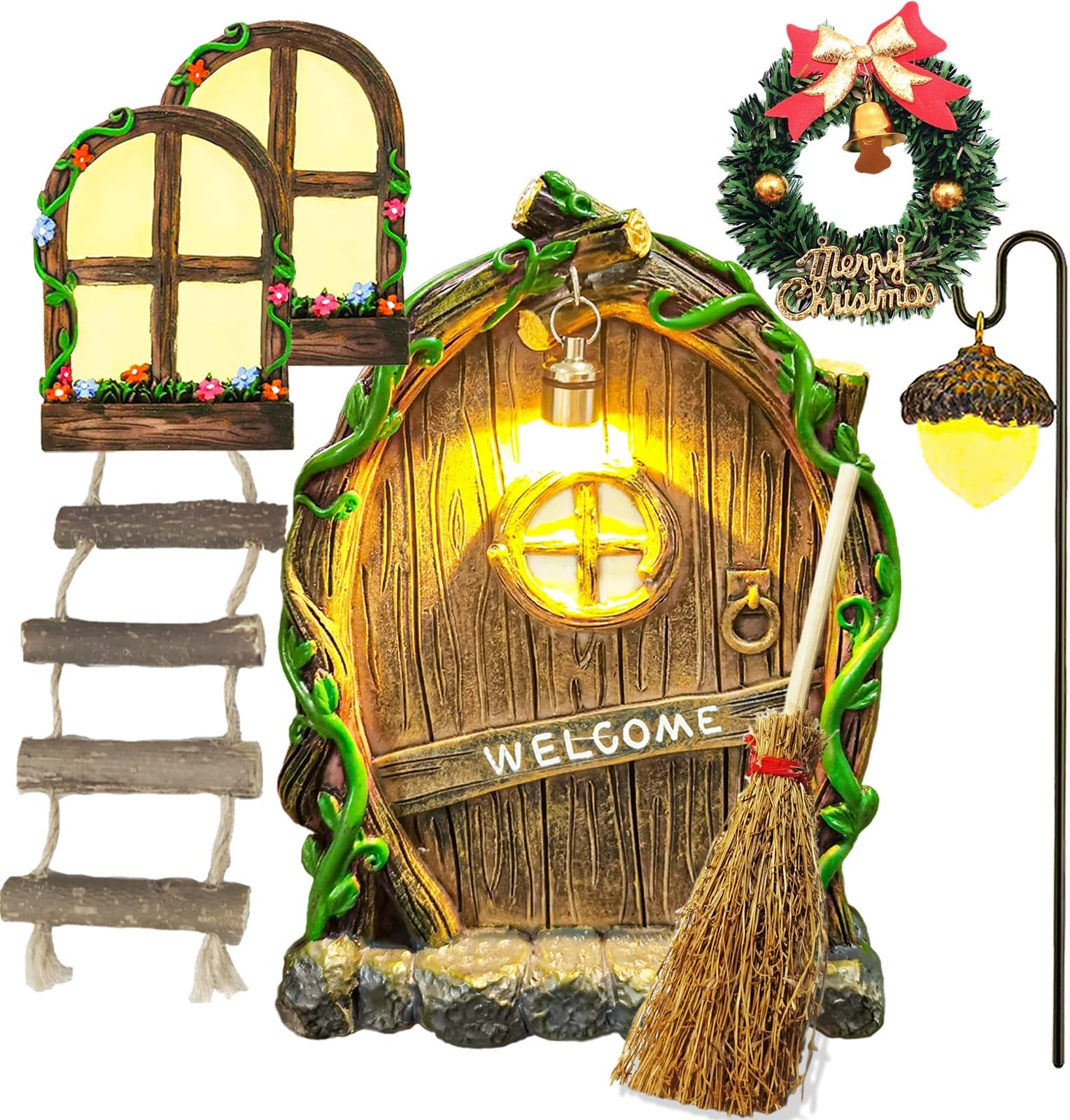 Amazon.com: AINIJIA&HOLO Fairy House with Ladder Hanging Tree Sculpture ...