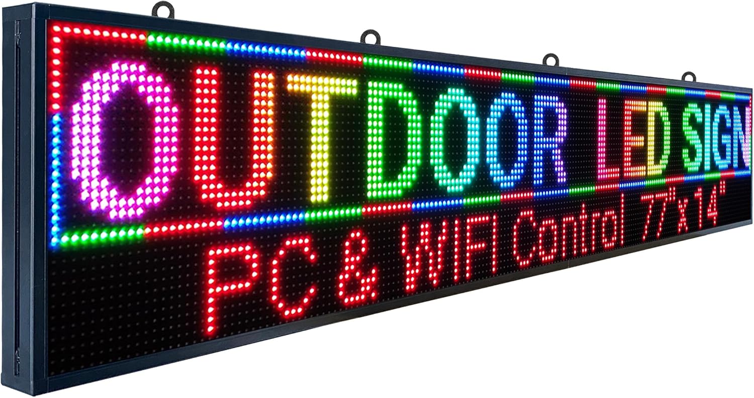 P10 Outdoor WiFi Programmable Scrolling LED Sign 196C×36 CM RGB Full ...