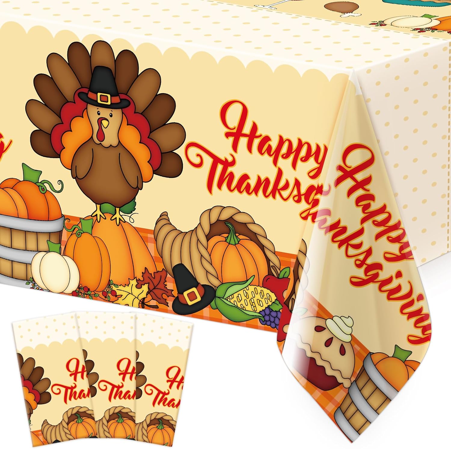 Amazon.com: Fancy Land Thanksgiving Tablecloths 3 Pack Happy ...