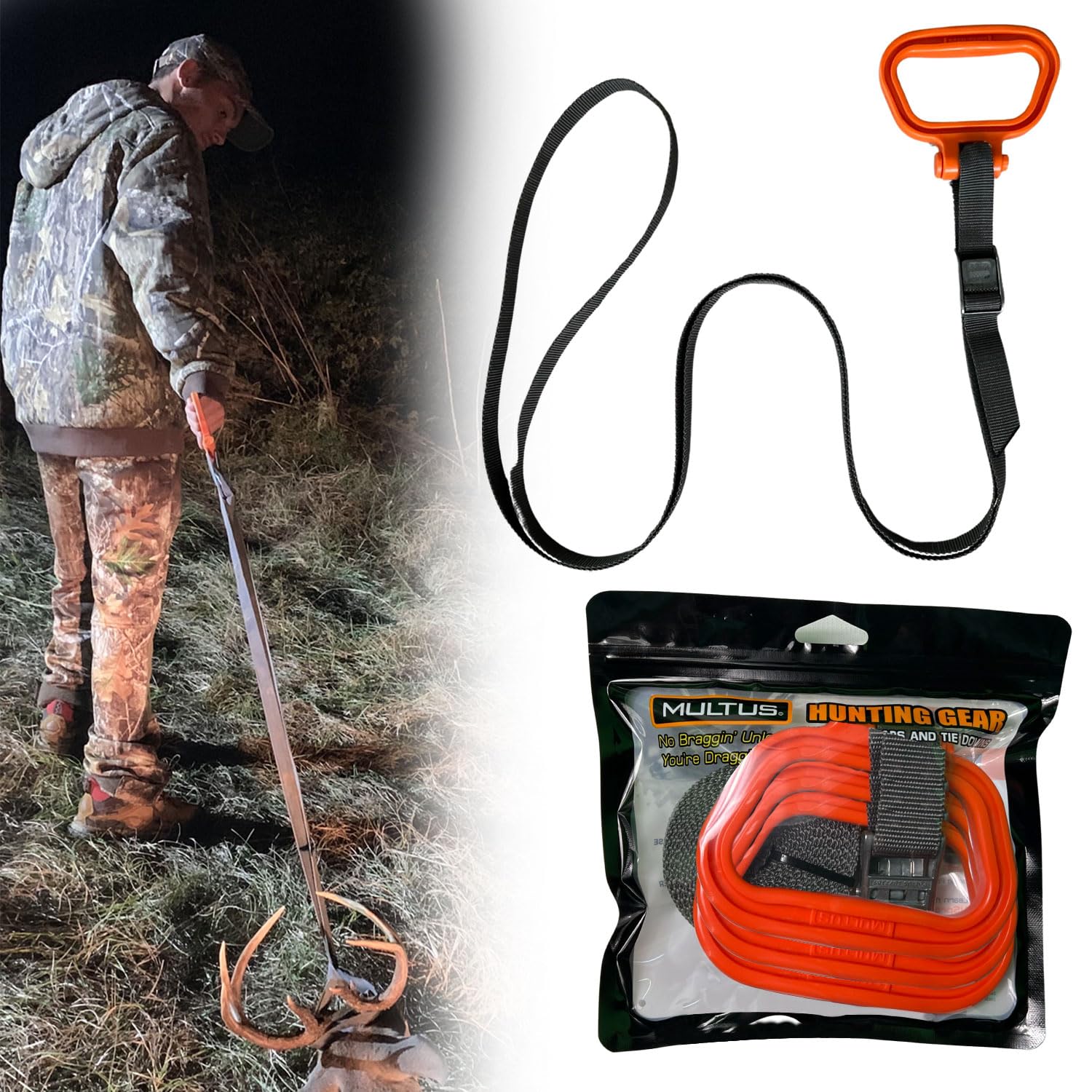 Snapklik.com : MULTUS Deer Drag Tie Down Hunting Gear