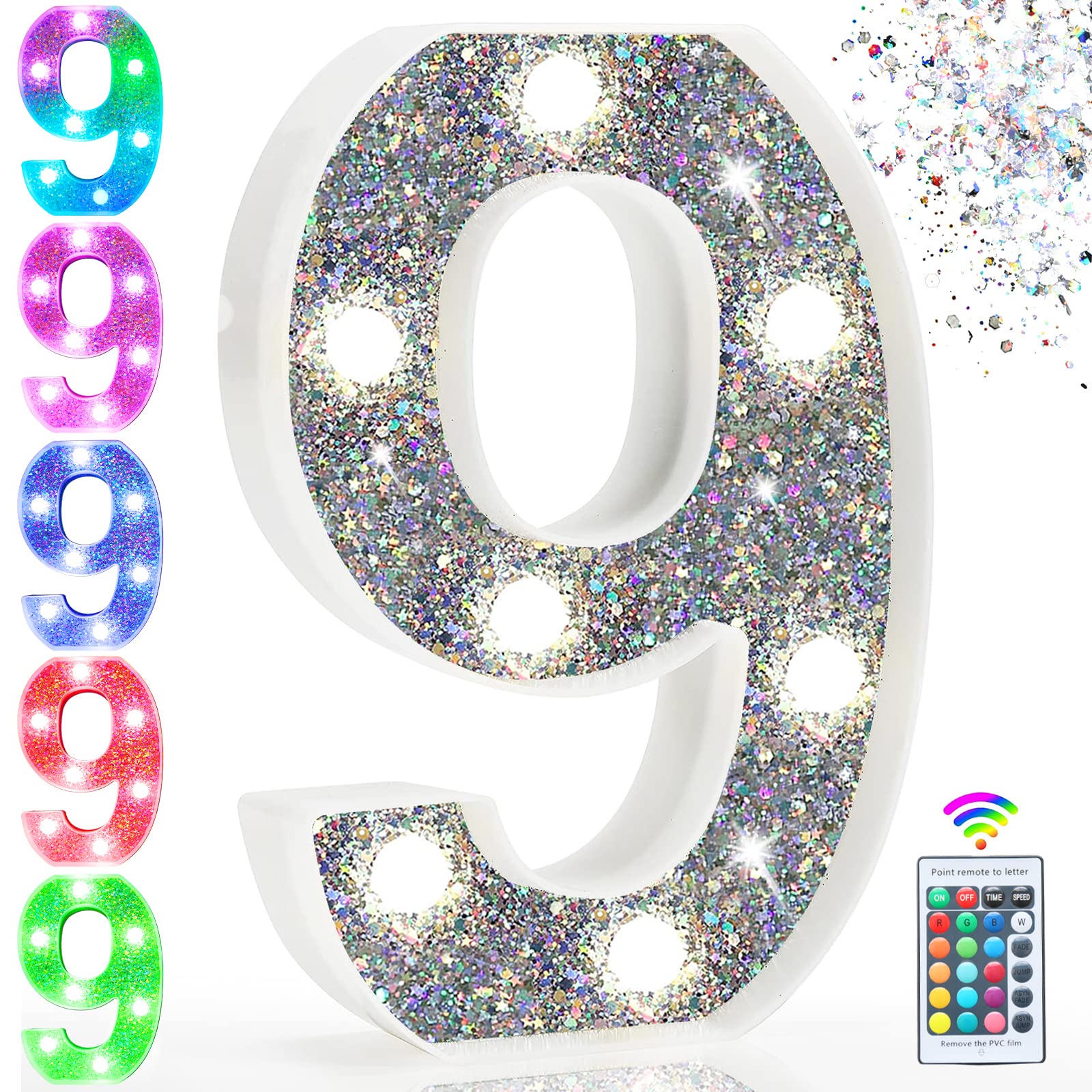 Snapklik.com : Colorful Light Up Numbers, Silver LED Marquee Numbers ...
